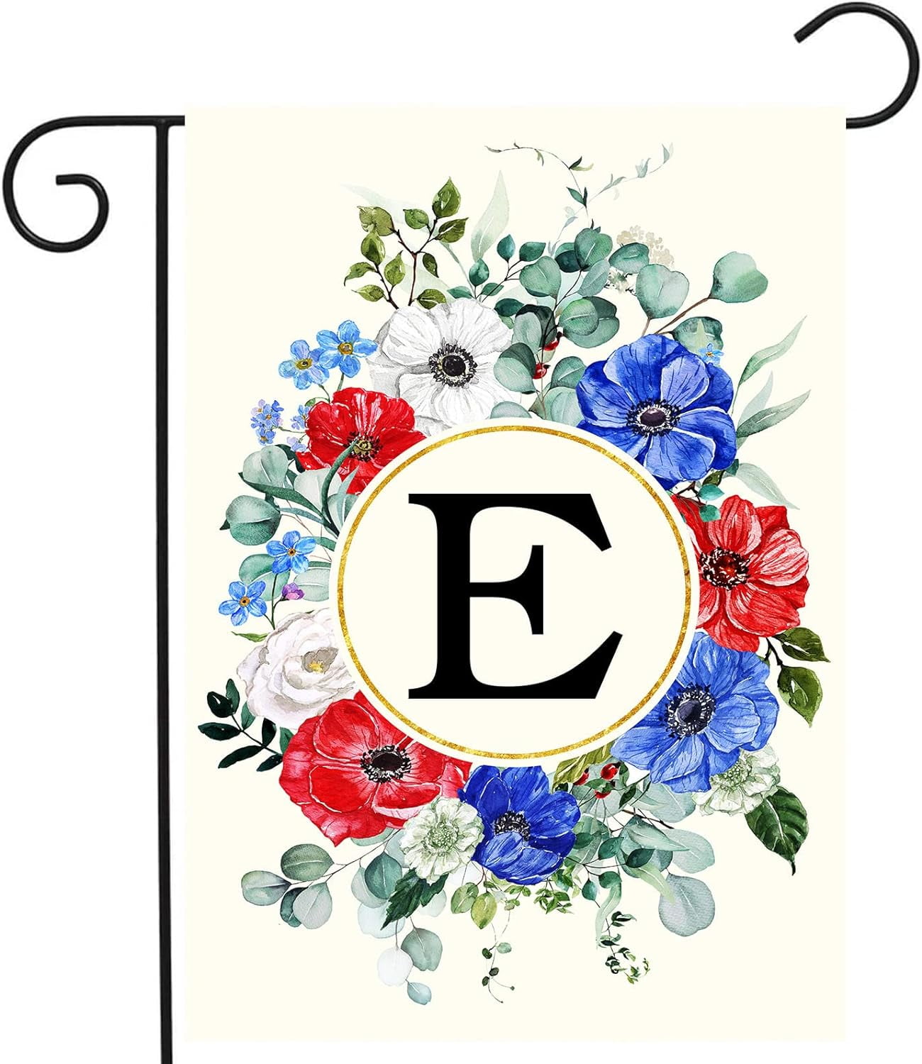 Monogram Garden Flag Patriotic Flag for the Outside Floral Initial ...