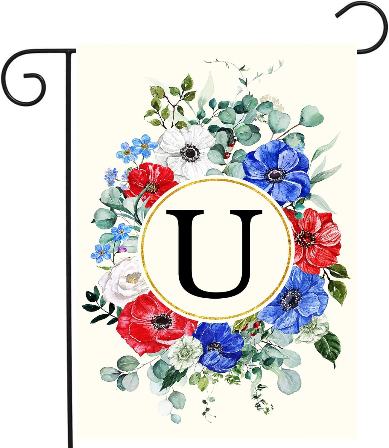 Monogram Garden Flag Patriotic Flag for the Outside Floral Initial ...