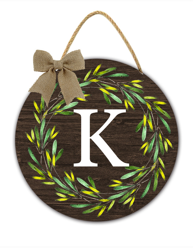 Monogram Initial K Last Name Sign, Round Initial Sign, Wedding Sign ...