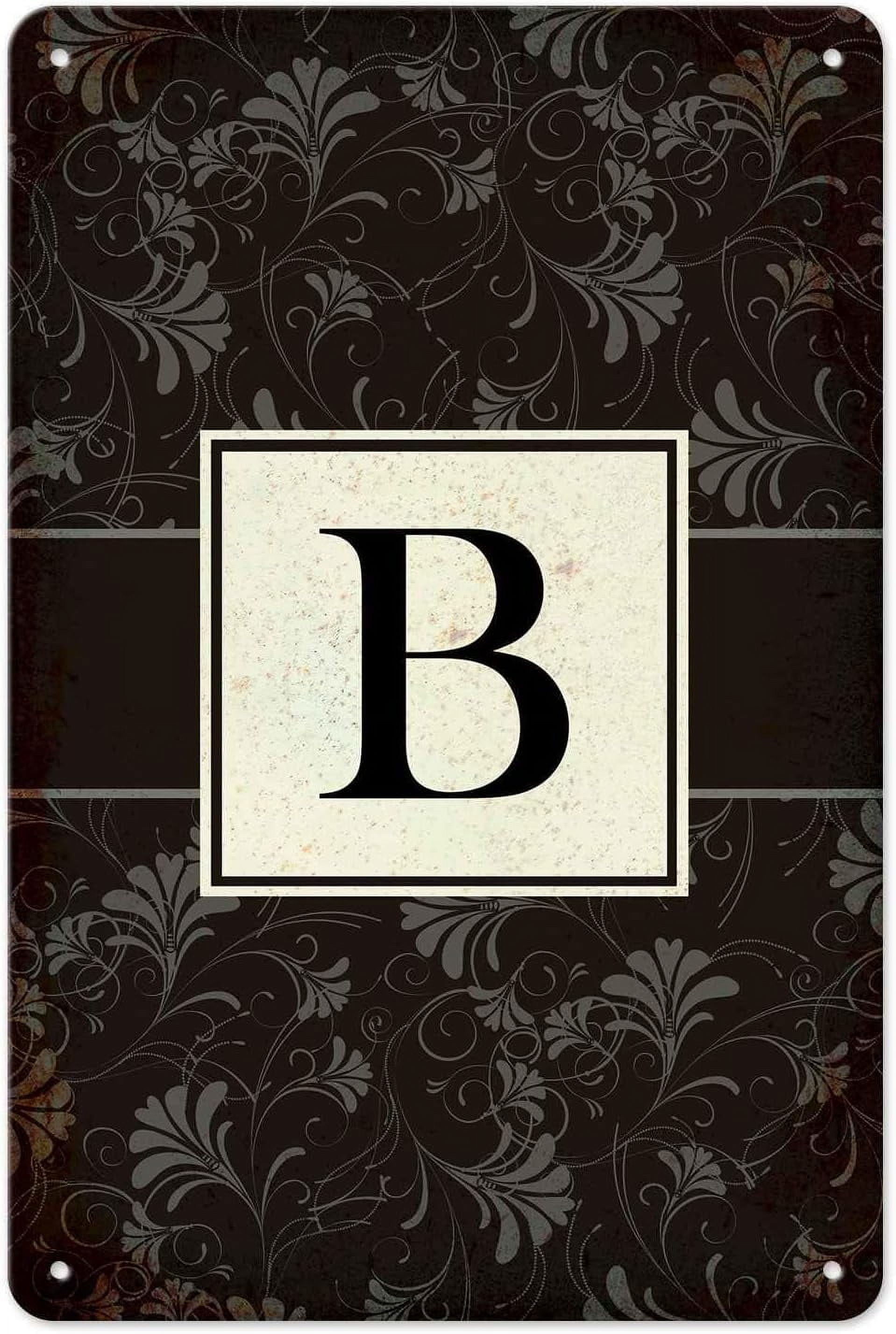 Monogram Initial Letter B Metal Sign Flower Prints Metal Tin Sign 8x12 ...