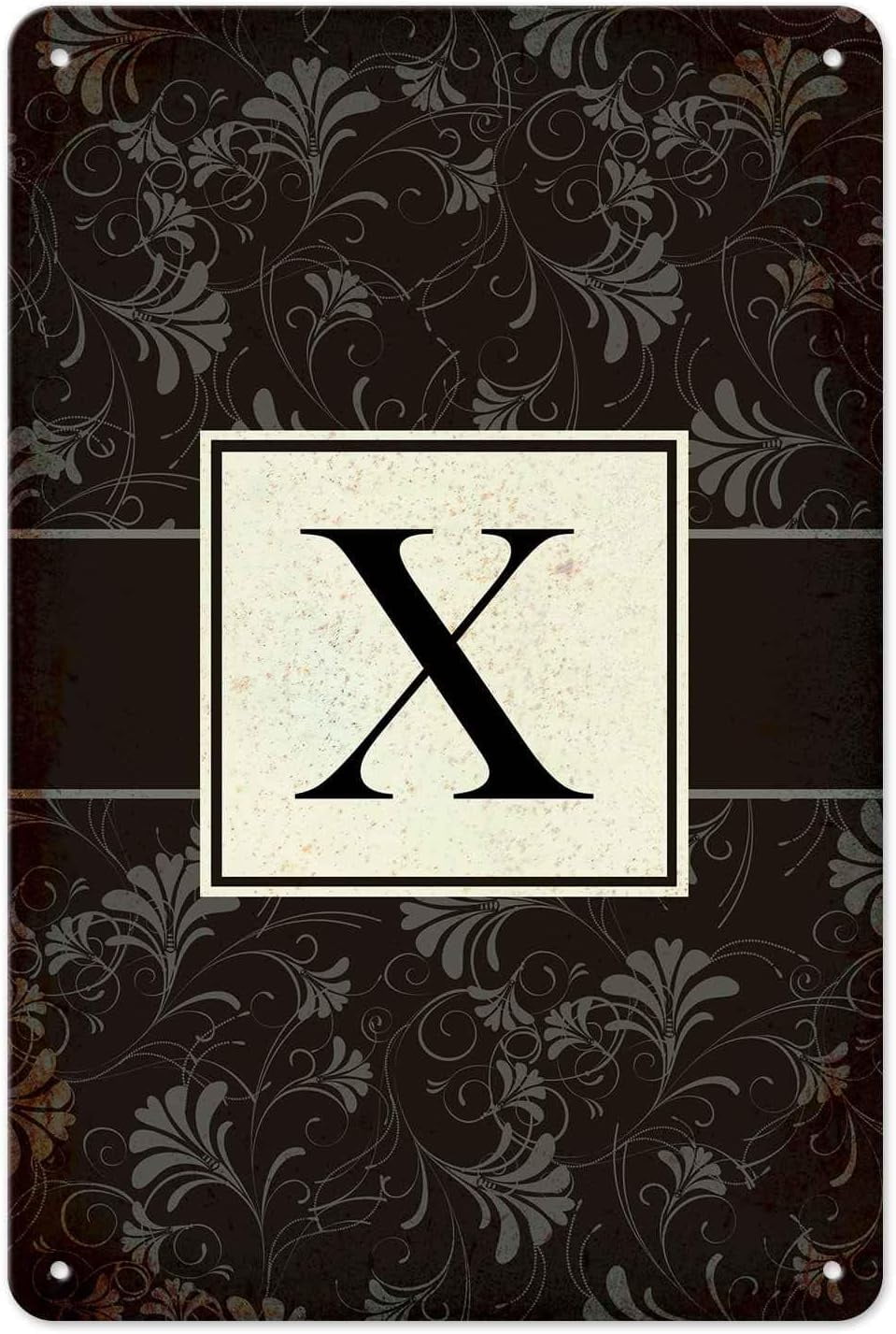 Monogram Initial Letter X Metal Sign Flower Prints Metal Tin Sign 8x12 ...