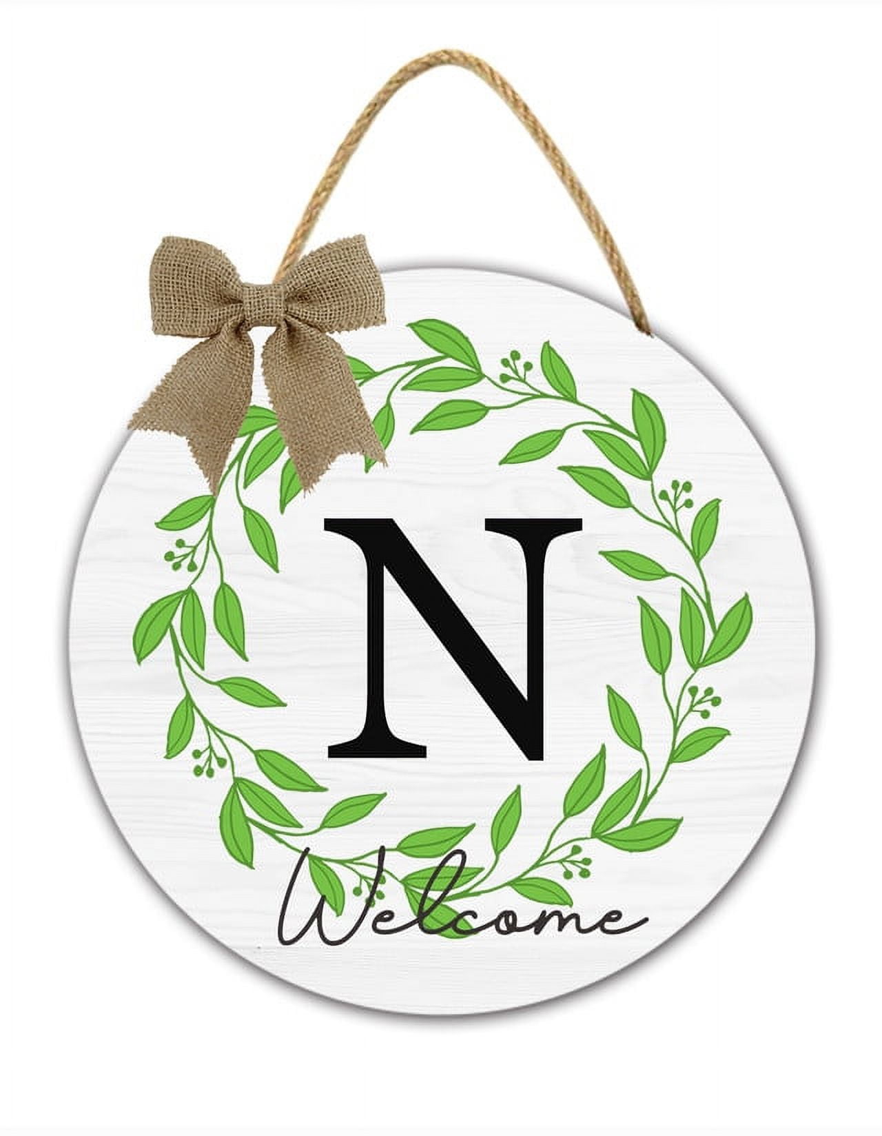 Monogram Initial N Wooden Welcome Sign Initial Family Last Name Sign ...