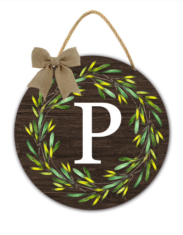 Monogram Initial P Last Name Sign, Round Initial Sign, Wedding Sign ...