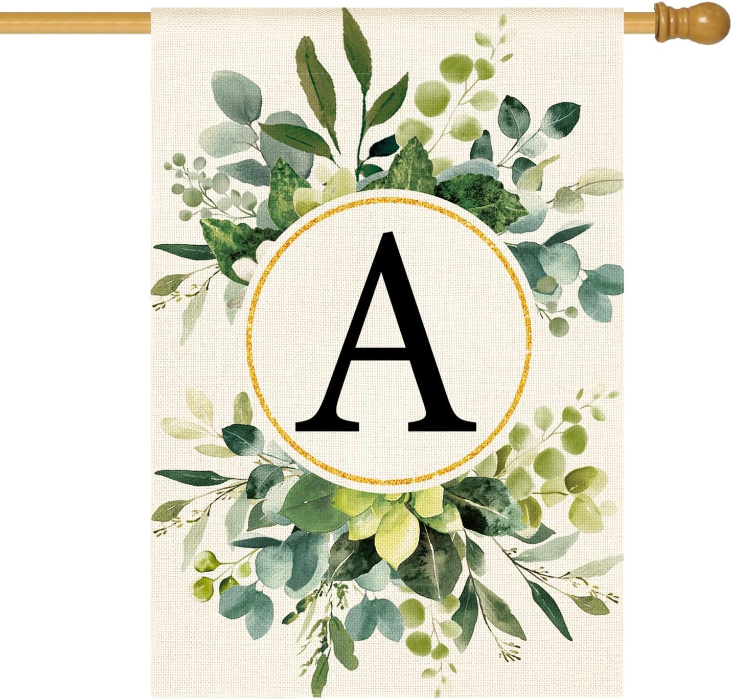 Monogram Letter A Floral House Flag 28x40 Inch Double Sided Outside ...