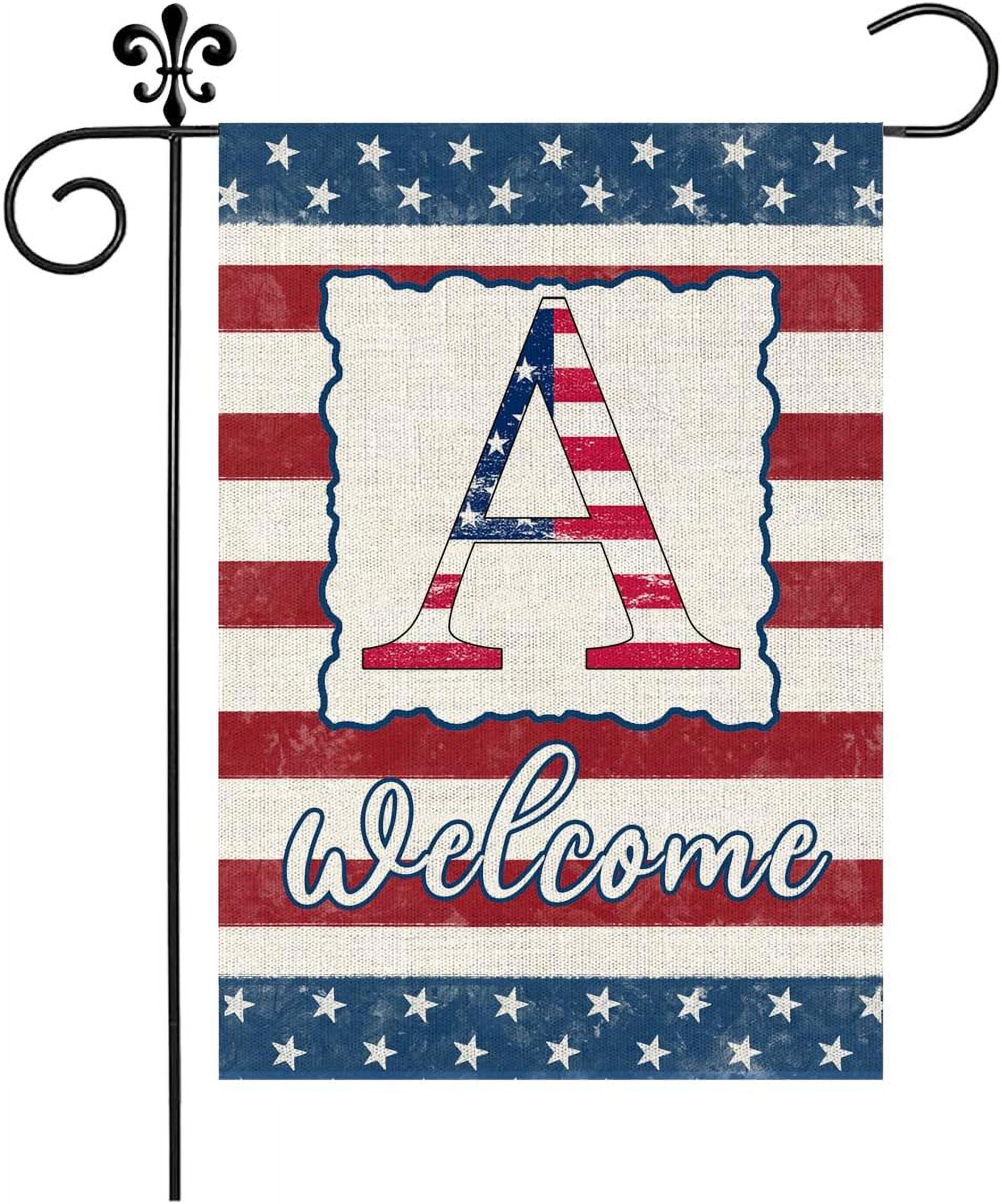 Monogram Letter A Garden Flag 4th of July Patrioctics Double Sided for ...