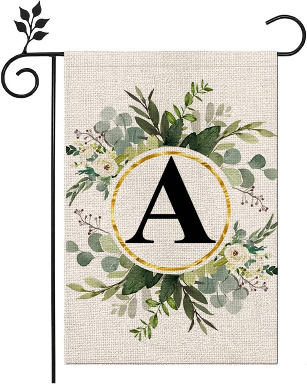 Monogram Letter A Garden Flag, Floral Garden Flag Garden Letter Flags ...