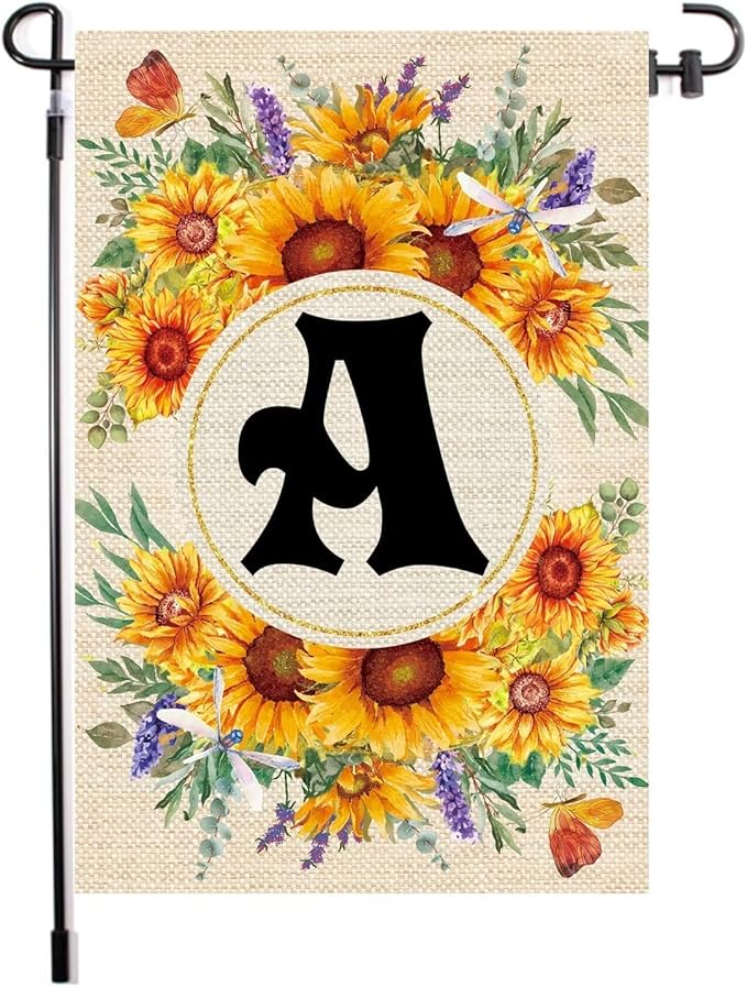 Monogram Letter A Garden Flags for Outside, Small Outdoor Wreath Family ...