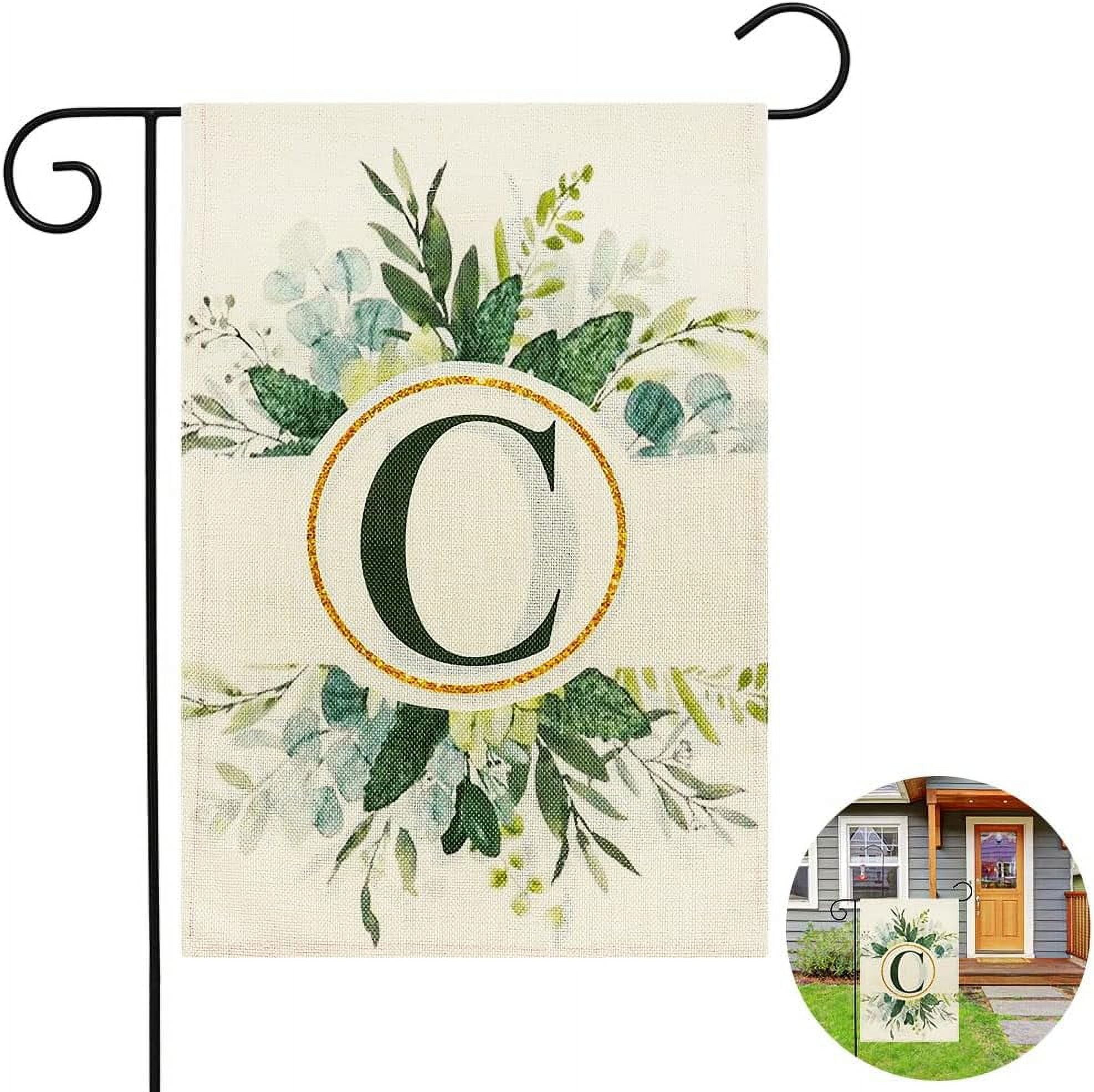 Monogram Letter A-Z Garden Flag, 12x18'''' Linen Double Sided Garden ...