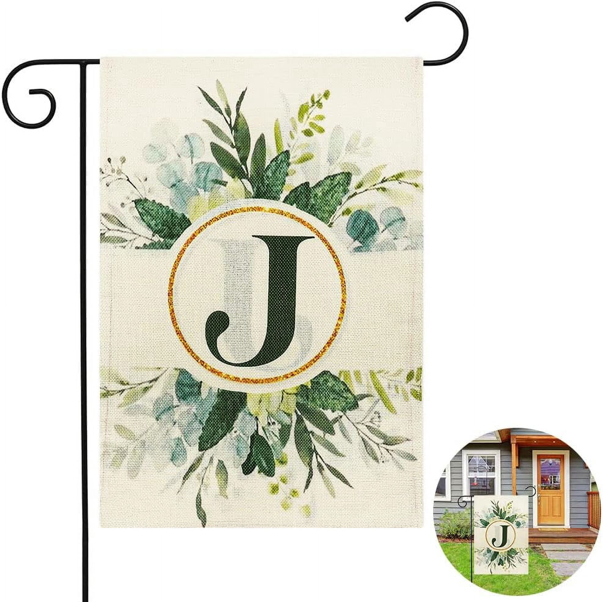 Monogram Letter A-Z Garden Flag, 12x18'''' Linen Double Sided Garden ...