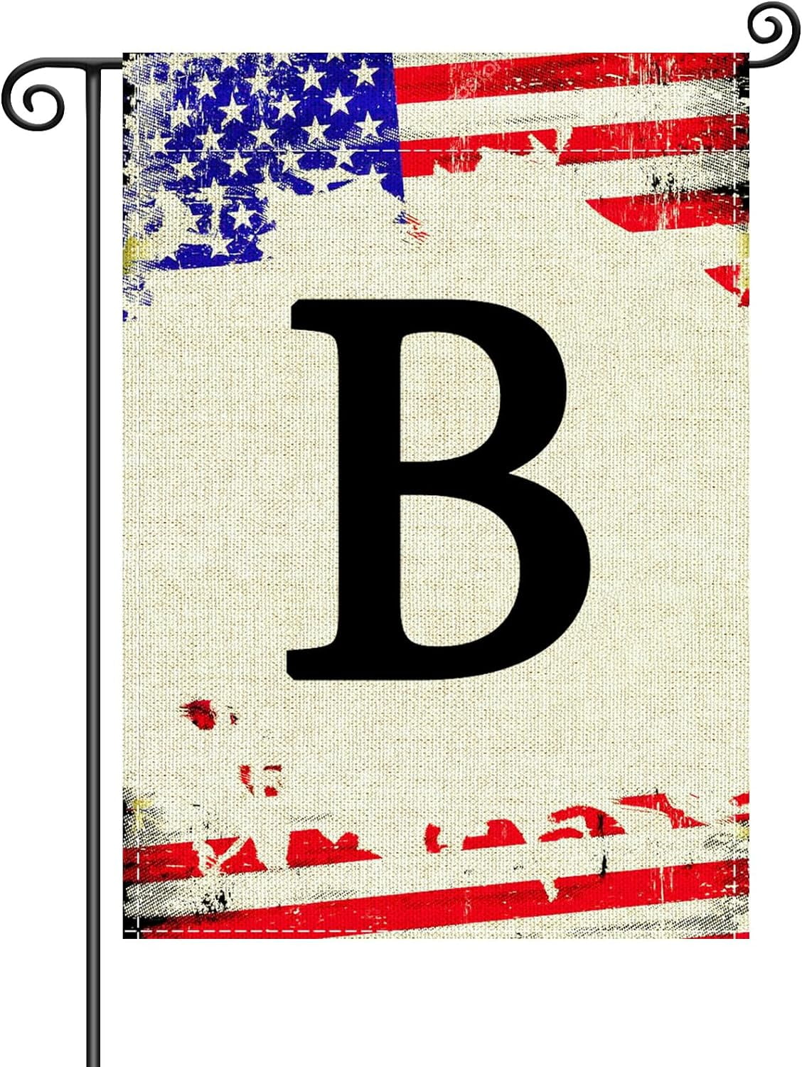 Monogram Letter B Garden Flags, 4th of July Patriotic Memorial Day ...