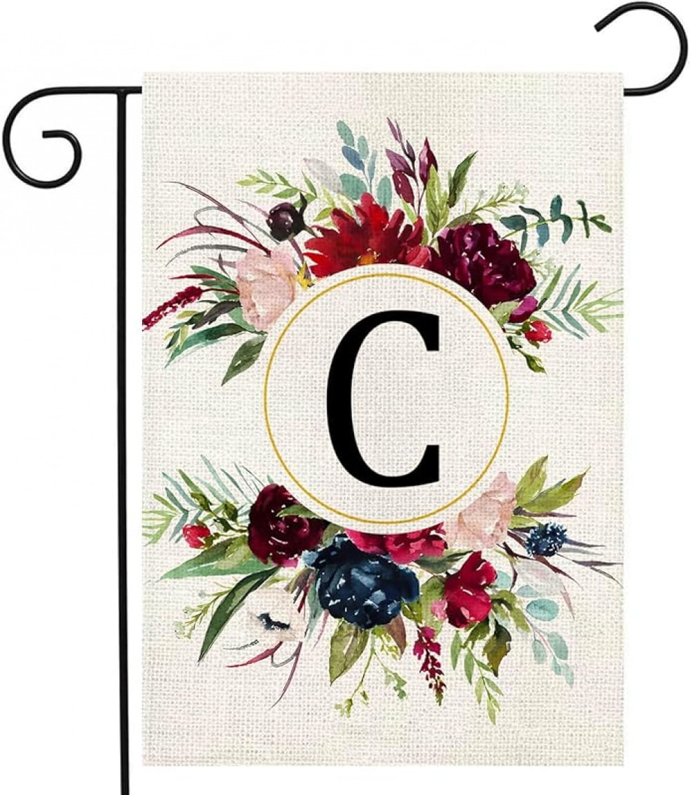 Monogram Letter C Garden Flags, Summer Garden Flag 12x18 Double Sided ...