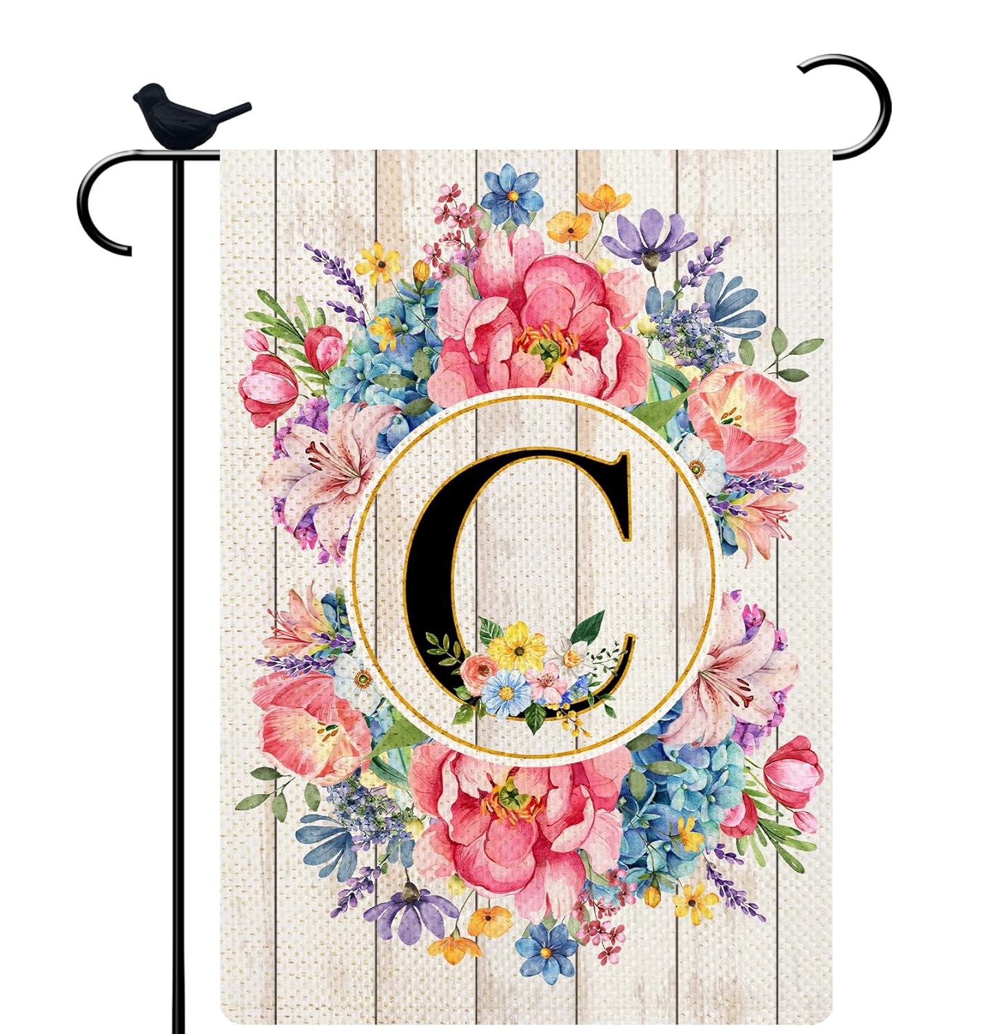 Monogram Letter C Spring Small Garden Flag Family Last Name Initial ...