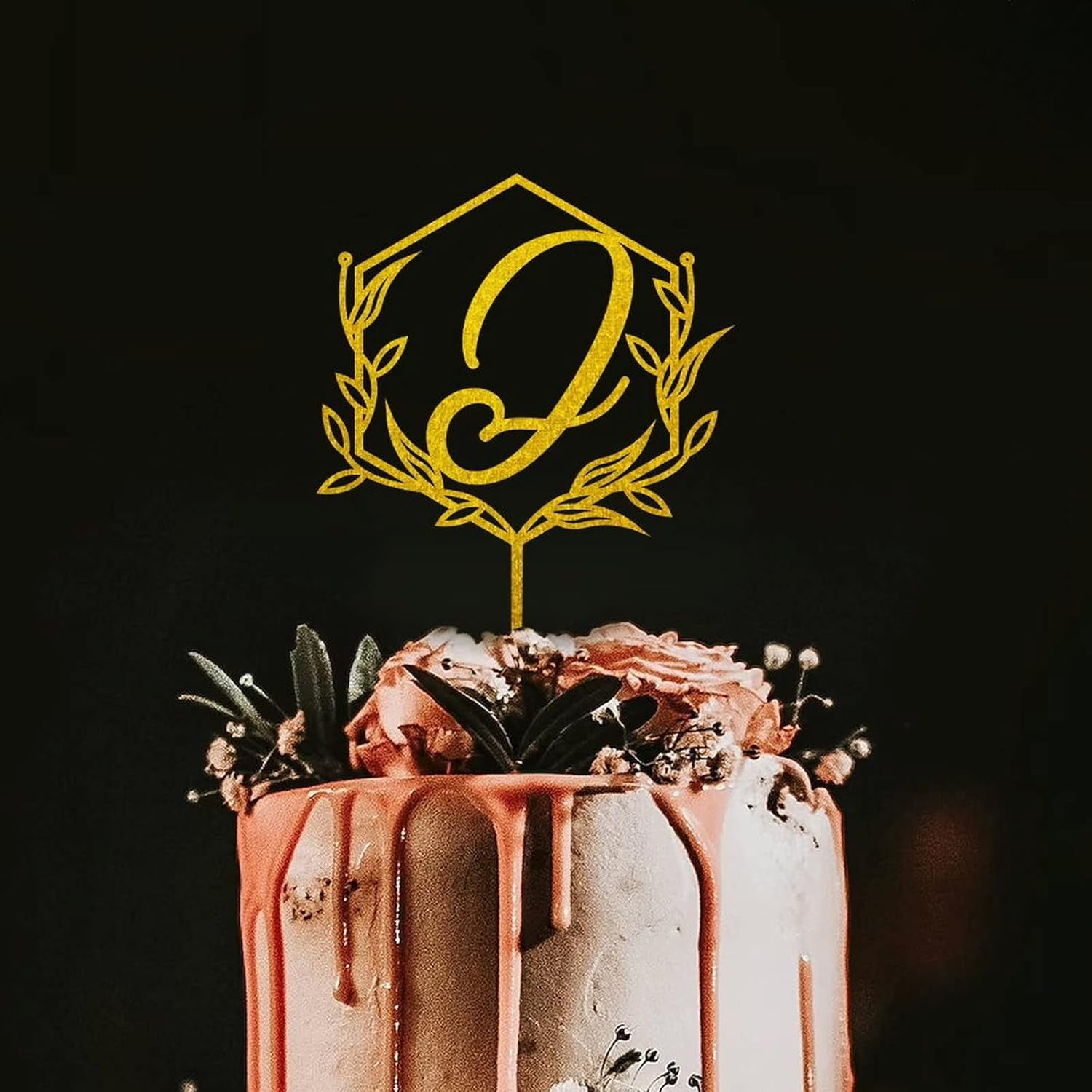 Monogram Letter F Cake Topper Initials Wreath Wedding Cake Topper ...