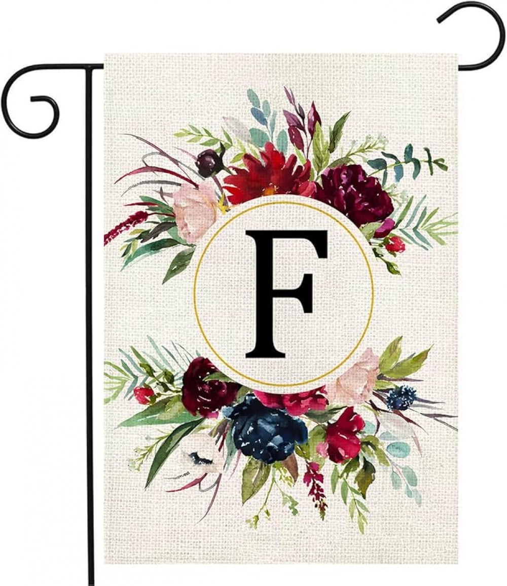 Monogram Letter F Garden Flags, Summer Garden Flag 12x18 Double Sided ...