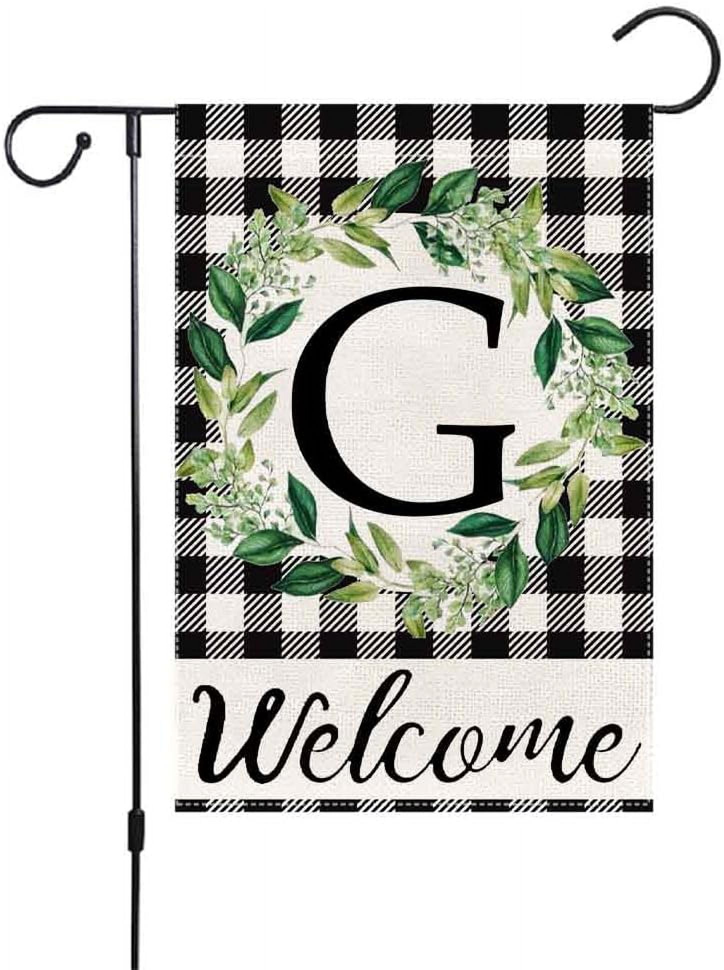 Monogram Letter G Garden Flag, 12x18 Inch Double Sided Burlap Flags for ...