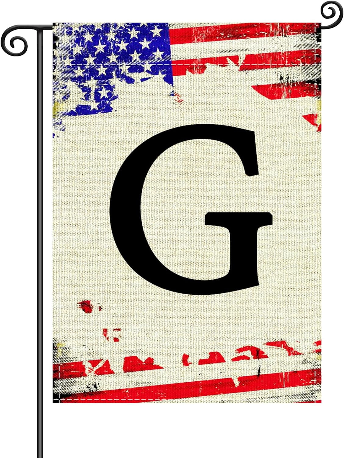Monogram Letter G Garden Flags, 4th of July Patriotic Memorial Day ...