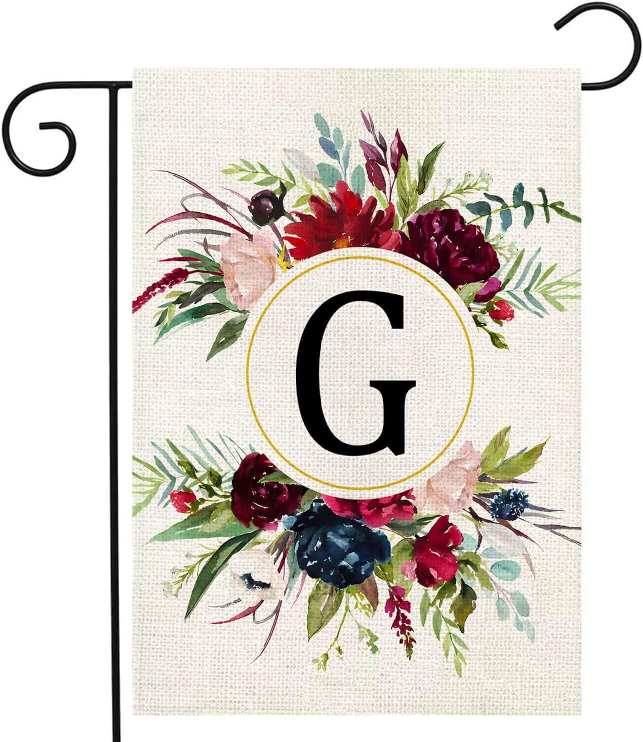 Monogram Letter G Garden Flags, Summer Garden Flag Double Sided Floral ...