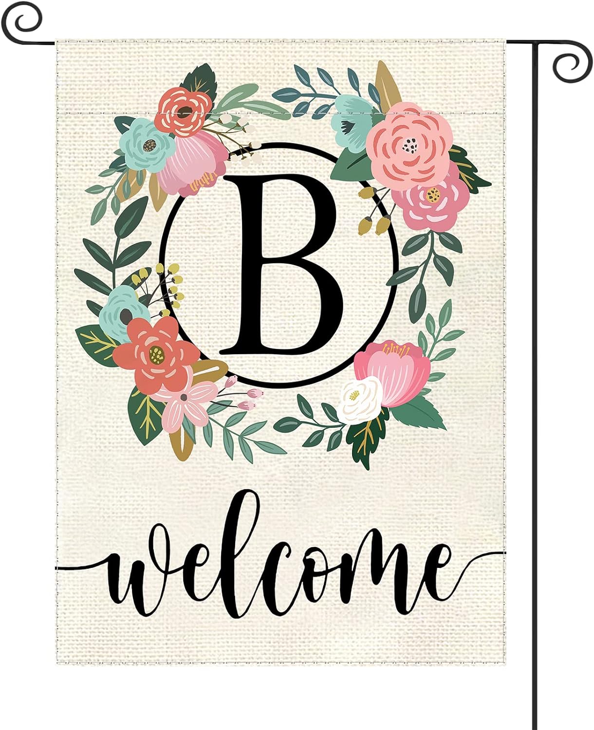 Monogram Letter Garden Flag Floral Double Sided for Outside Small ...