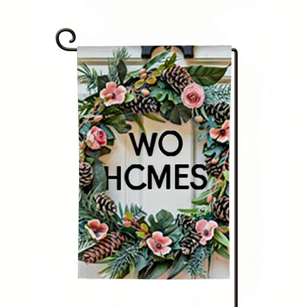 Monogram Letter Garden Flag Vertical Double Sided Pink Floer Green Leaf ...