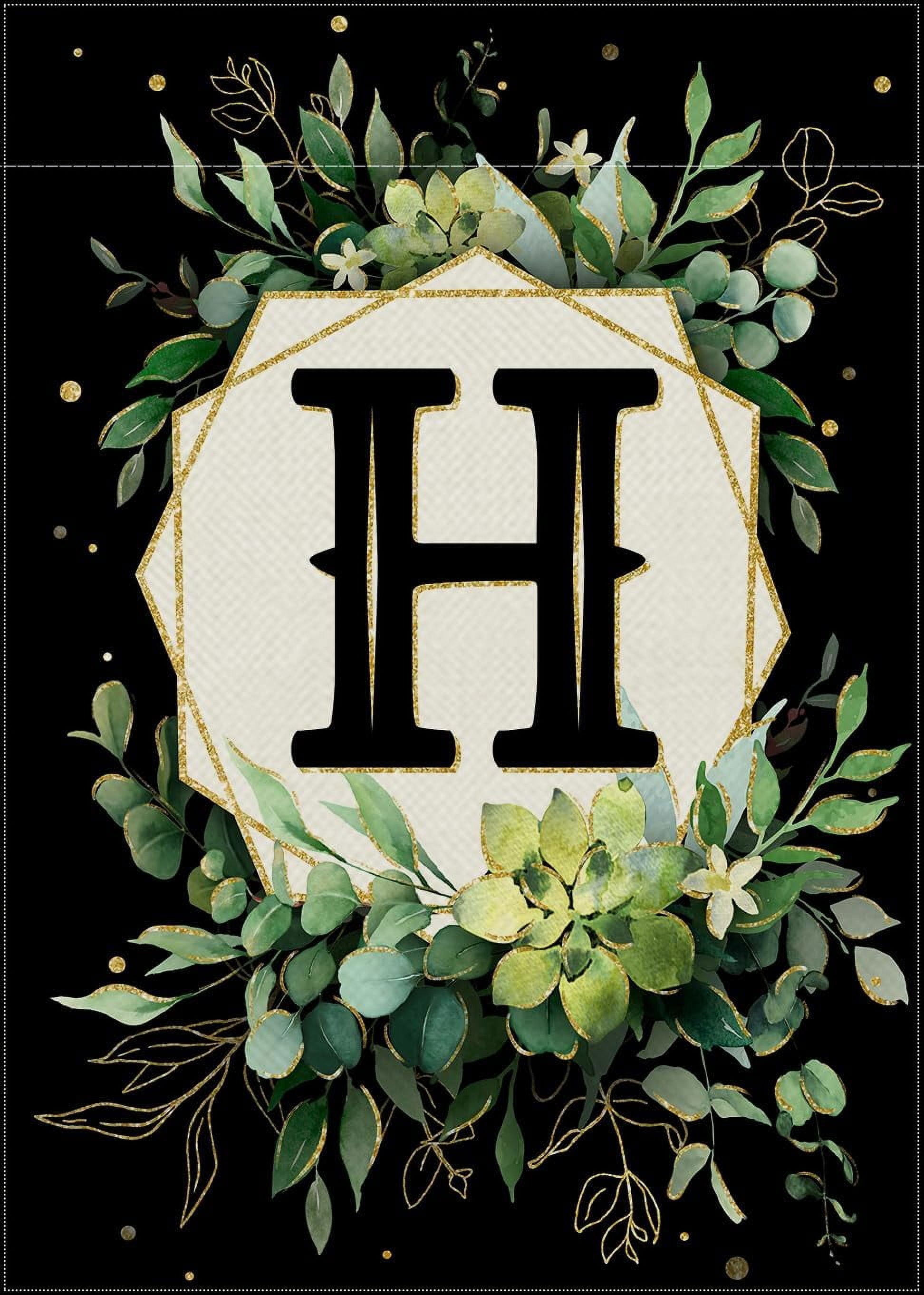 Monogram Letter H Black Small Garden Flag, Family Last Name Initial ...