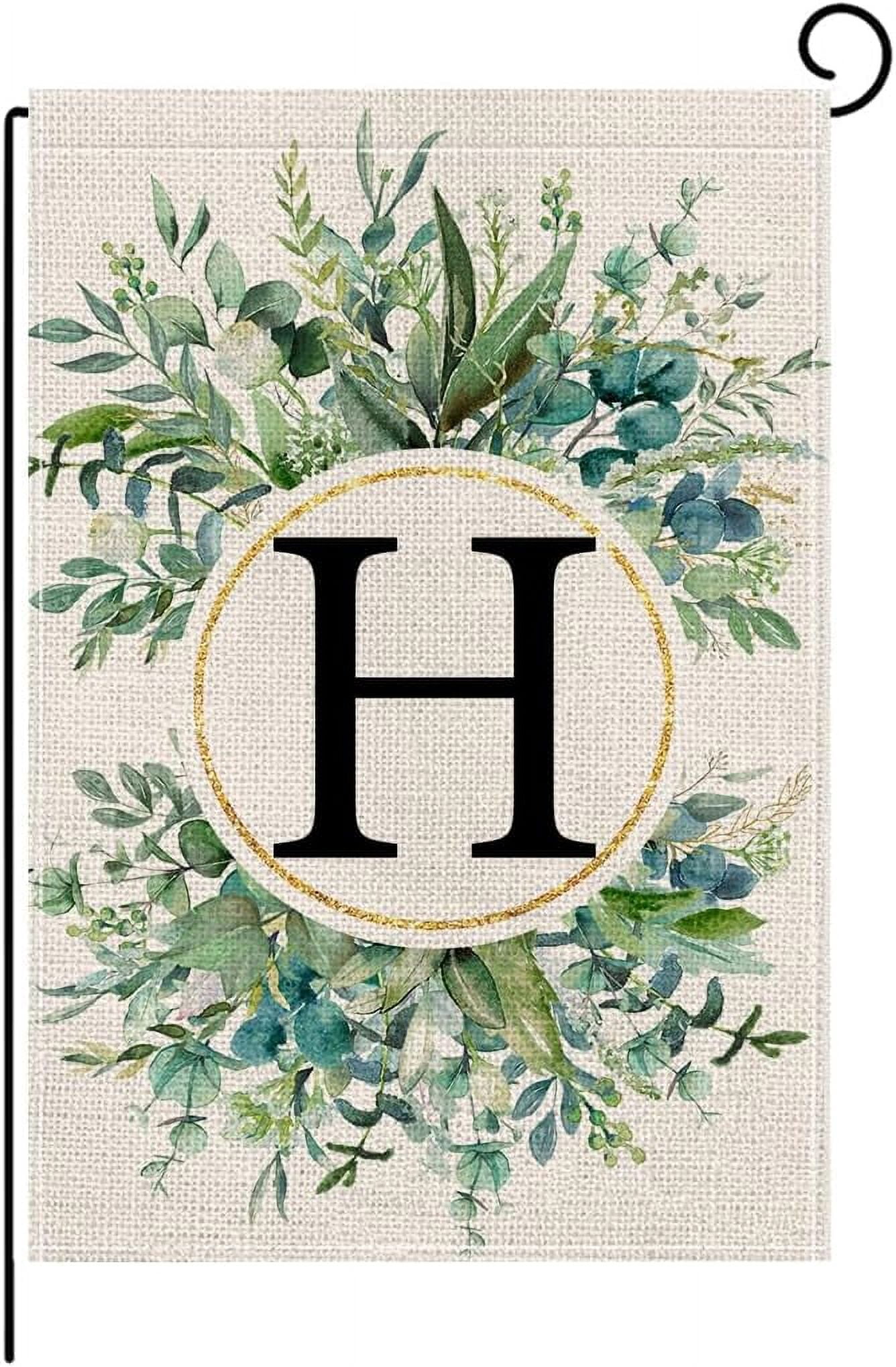 Monogram Letter H Floral Garden Flag Double Sided For Outside Small ...