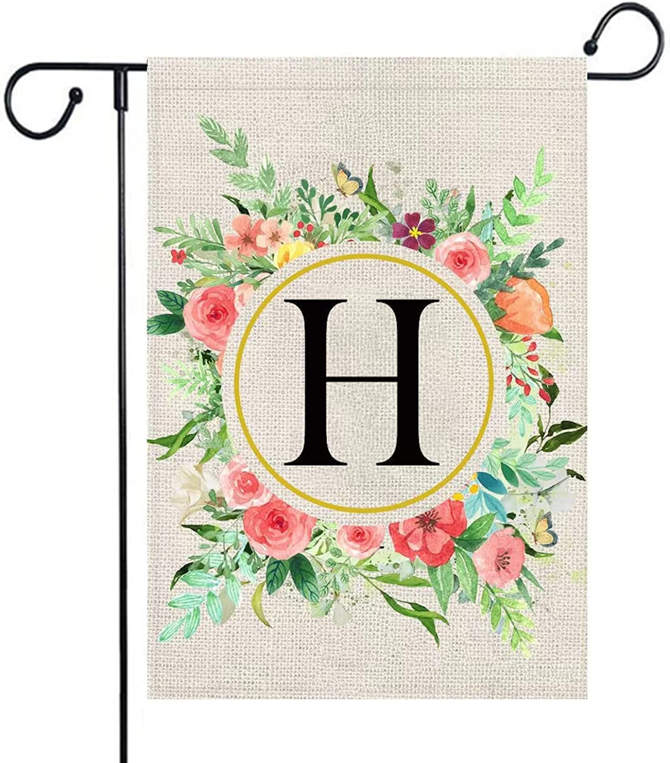 Monogram Letter H Summer Welcome Garden Flags 12x18 Inch Double Sided ...