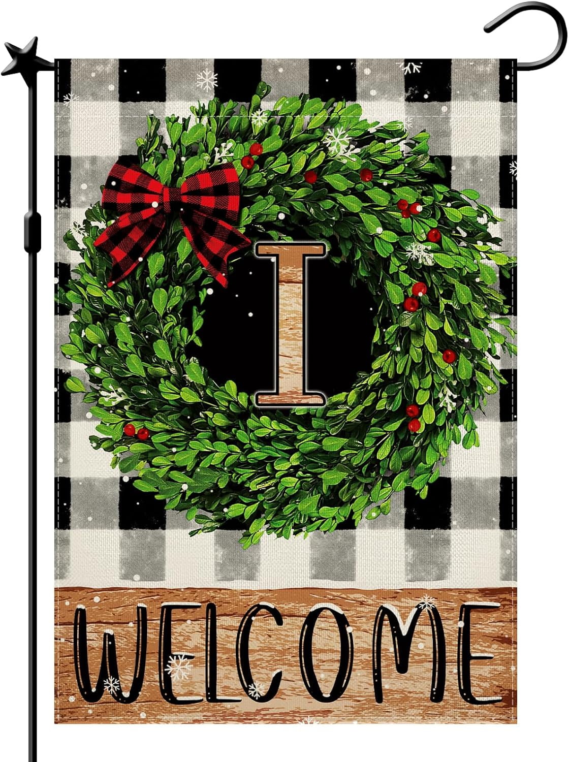 Monogram Letter I Garden Flag, Winter Garden Flag Family Last Name ...