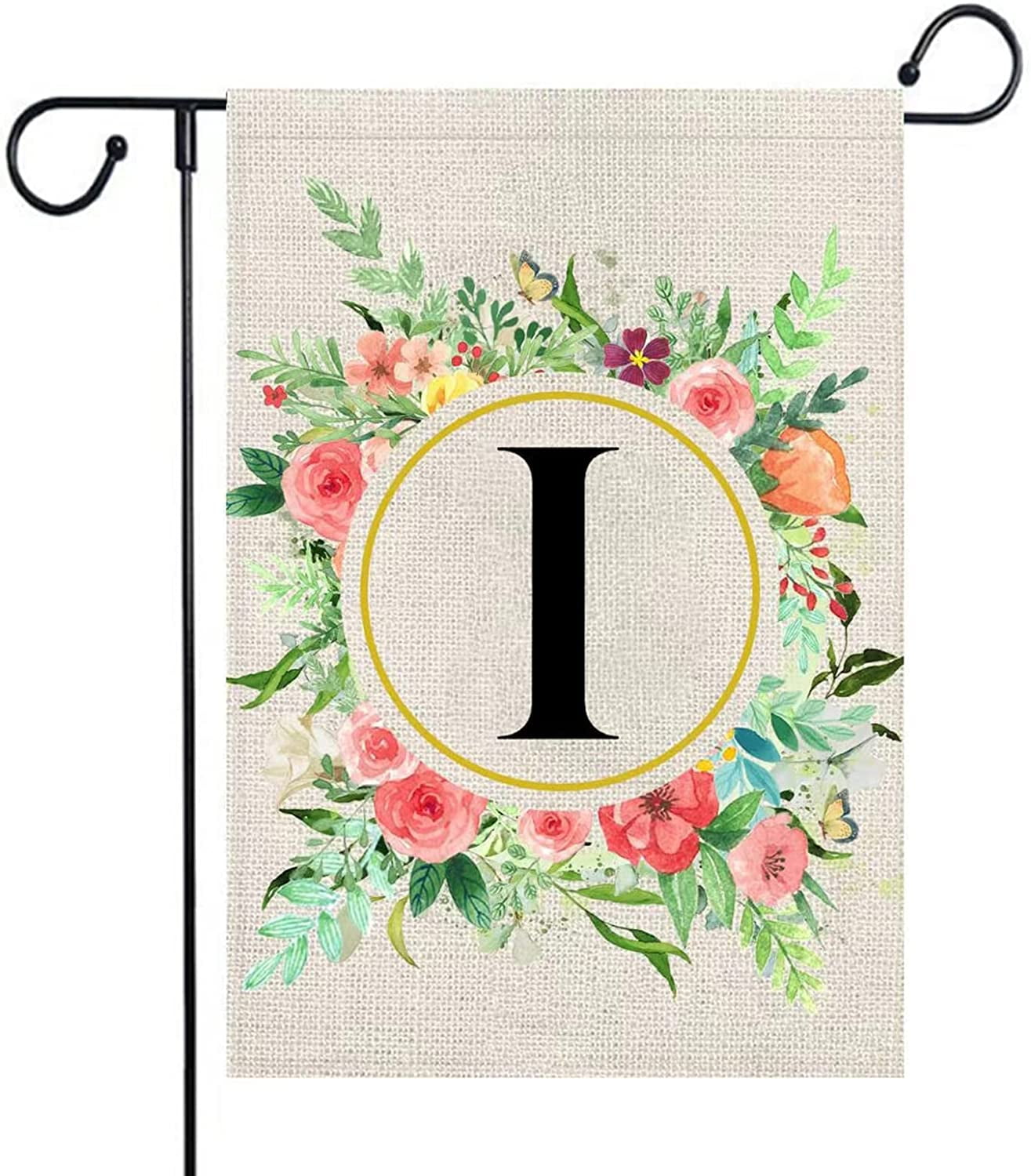 Monogram Letter I Summer Welcome Garden Flags Double Sided Initial ...