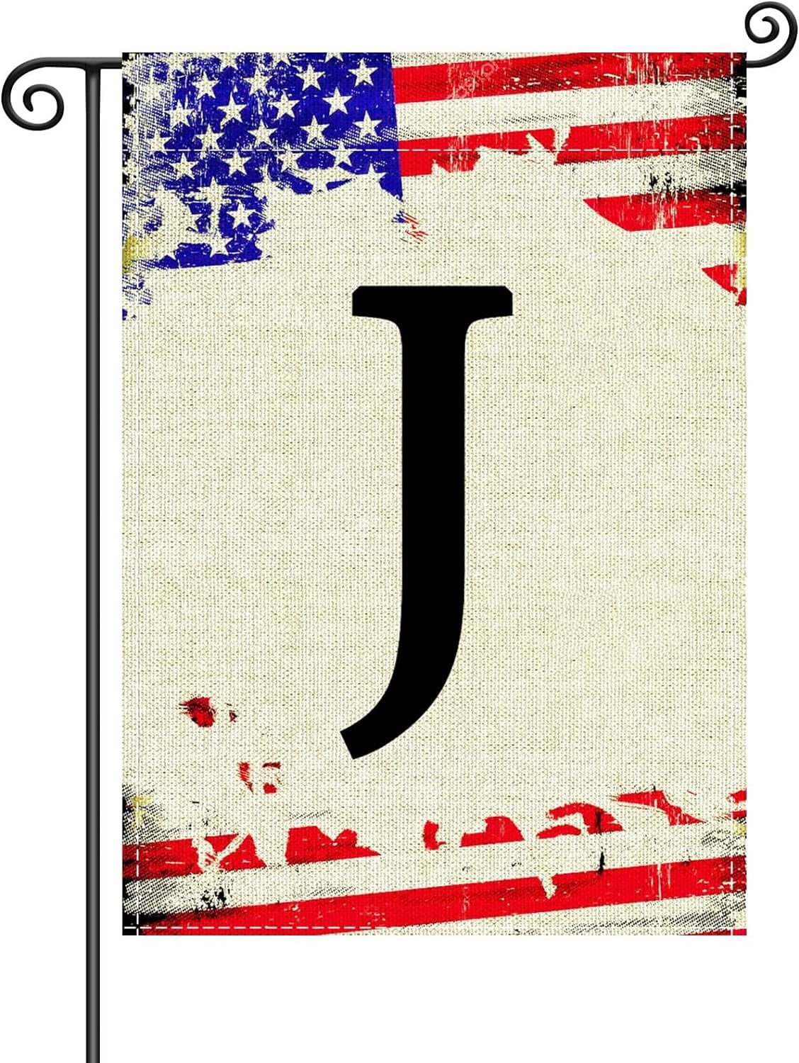 Monogram Letter J Garden Flags, 4th of July Patriotic Memorial Day ...