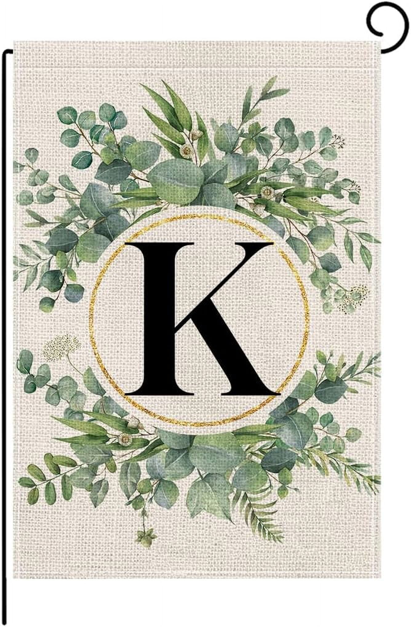 Monogram Letter K Floral Garden Flag Double Sided Outside Outdoor ...