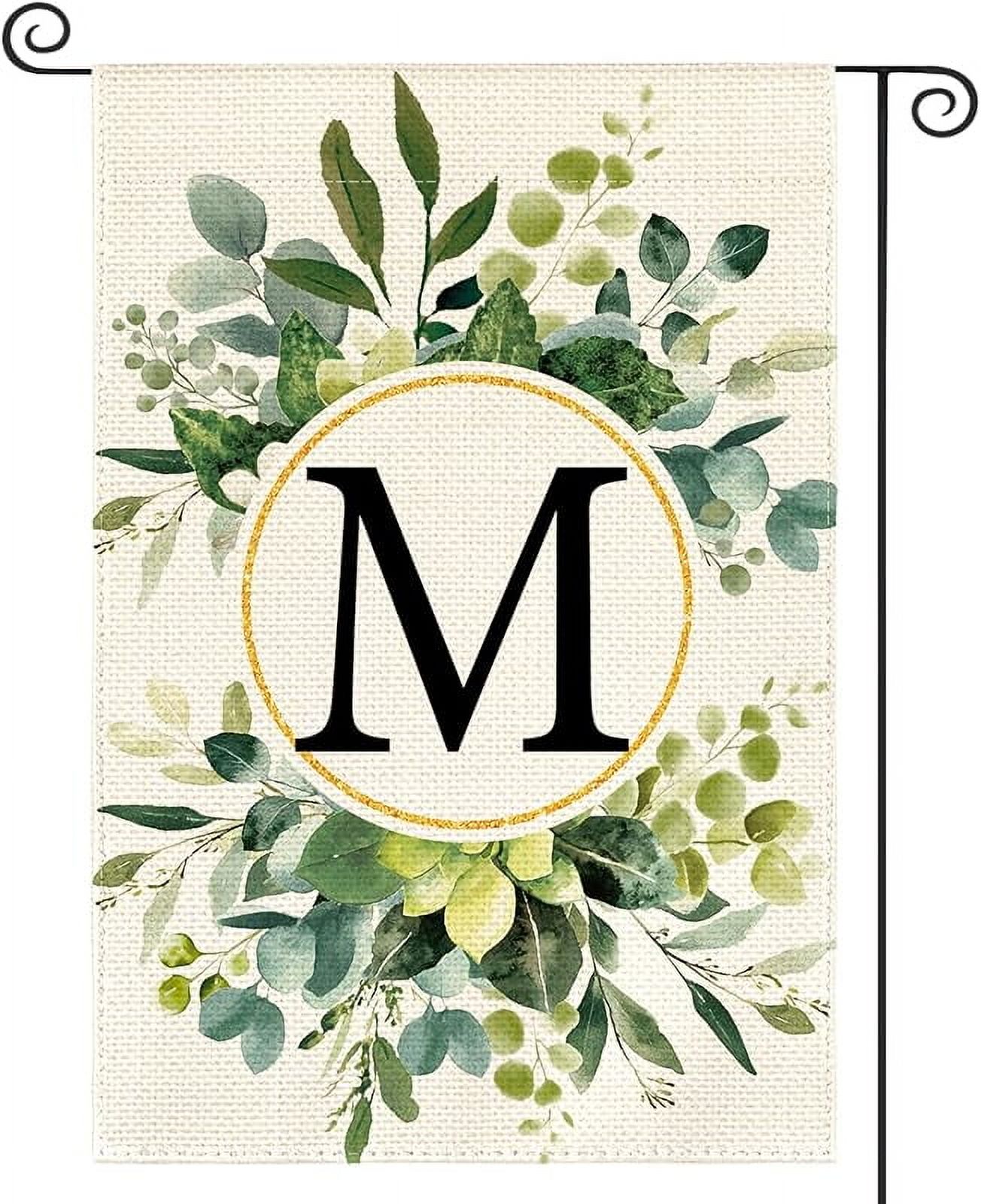 Monogram Letter M Floral Garden Flag 12x18 Inch Double Sided Outside ...