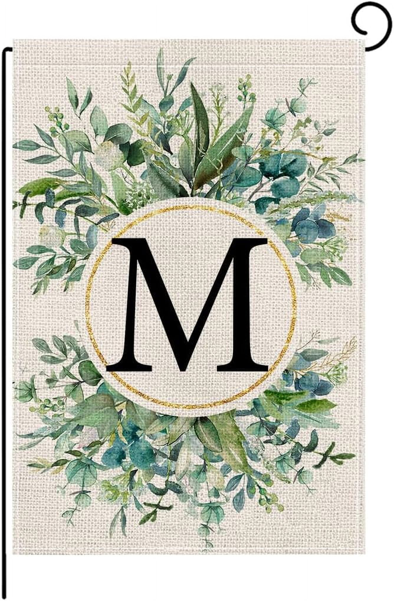 Monogram Letter M Floral Garden Flag Double Sided For Outside Small ...