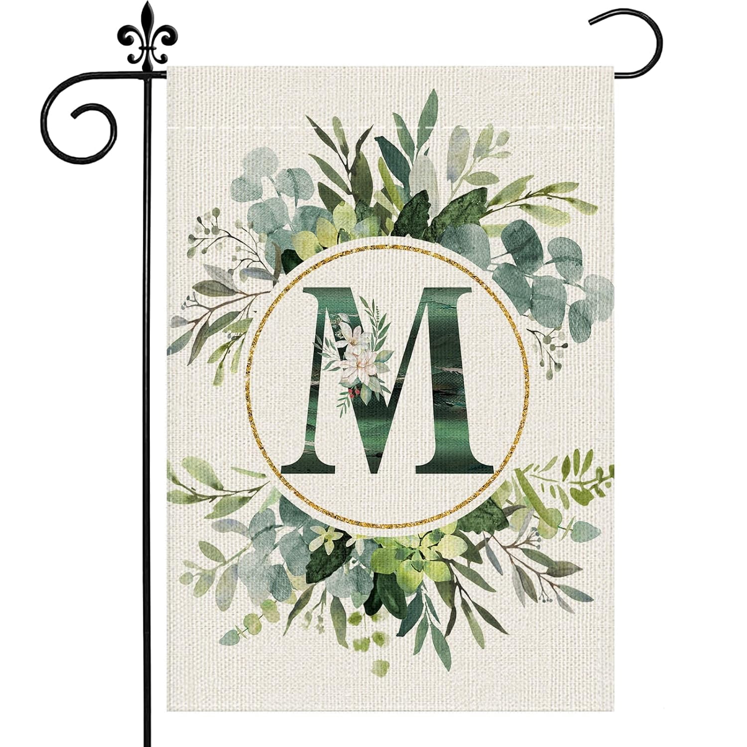 Monogram Letter M Garden Flag Floral Double Sided for Outside Small ...