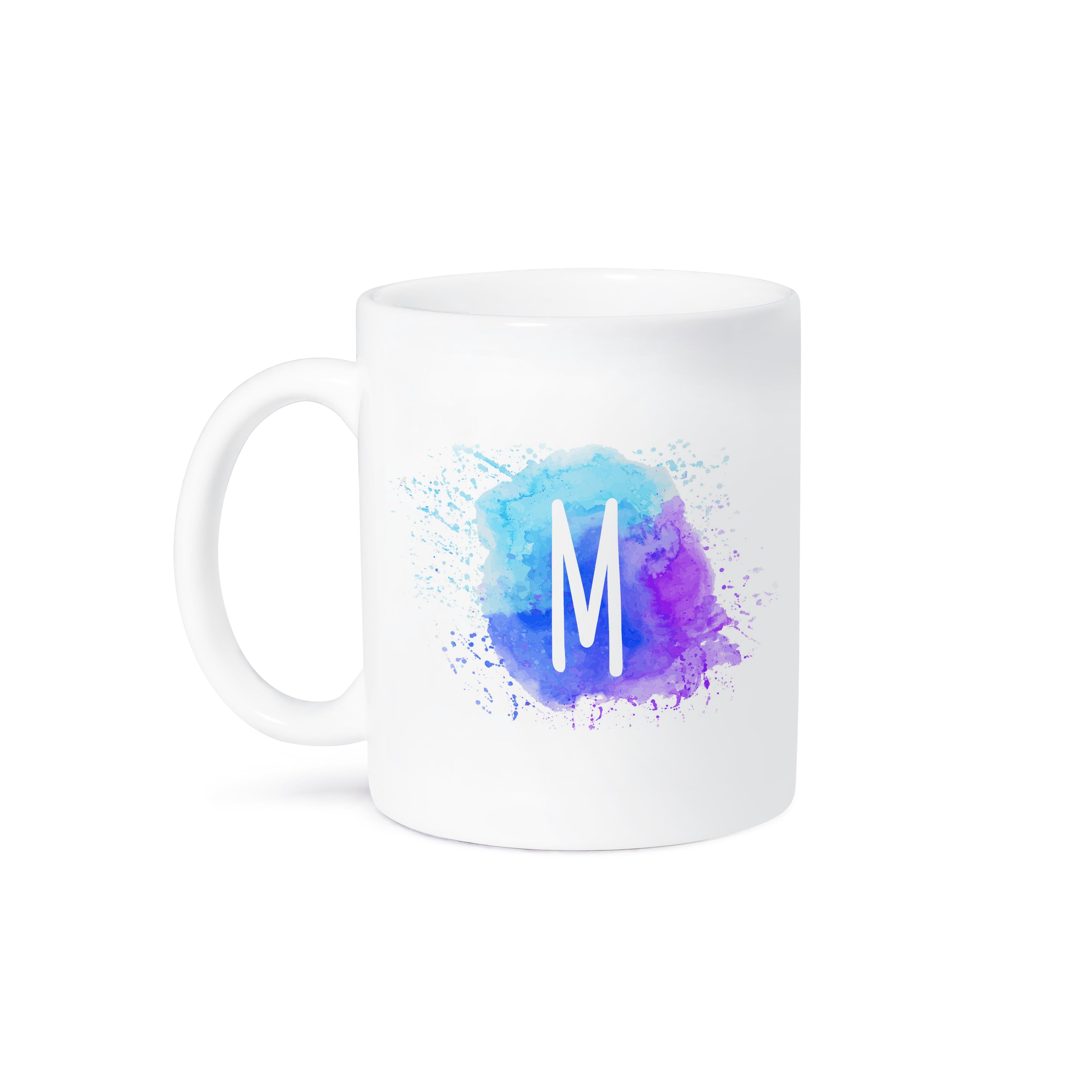 3drose, Monogram Letter M Inside a Teal, Blue, and Purple Paint Splash ...