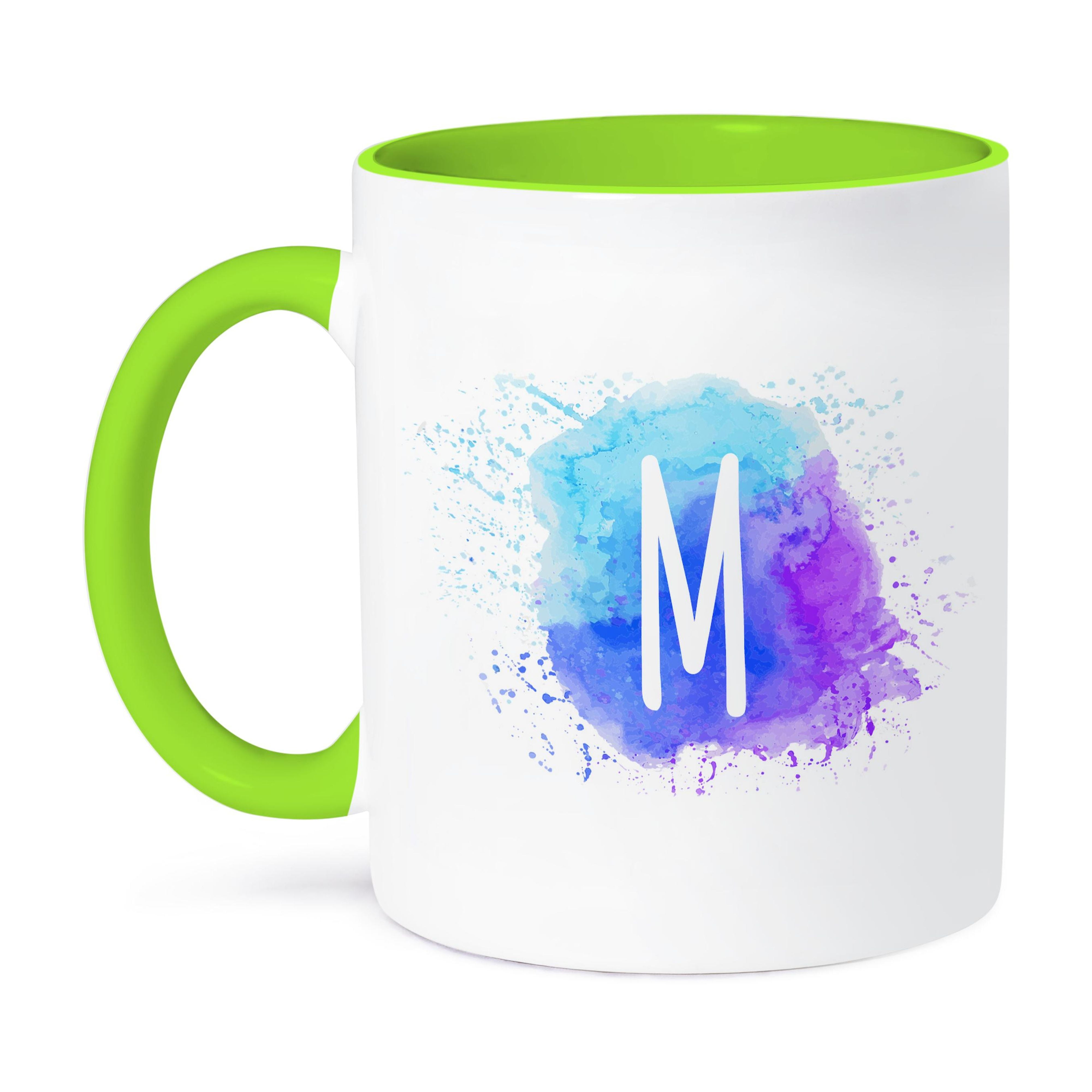 3drose, Monogram Letter M Inside a Teal, Blue, and Purple Paint Splash ...