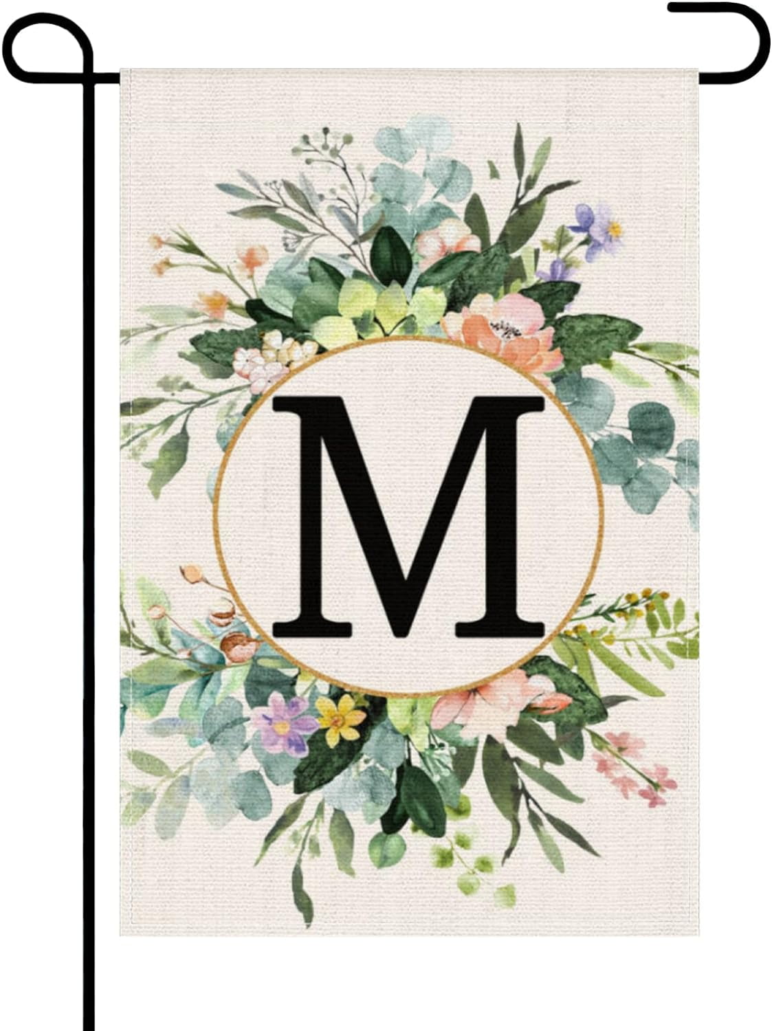 Monogram Letter M Spring Garden Flag Double Sided Vertical Small Family ...