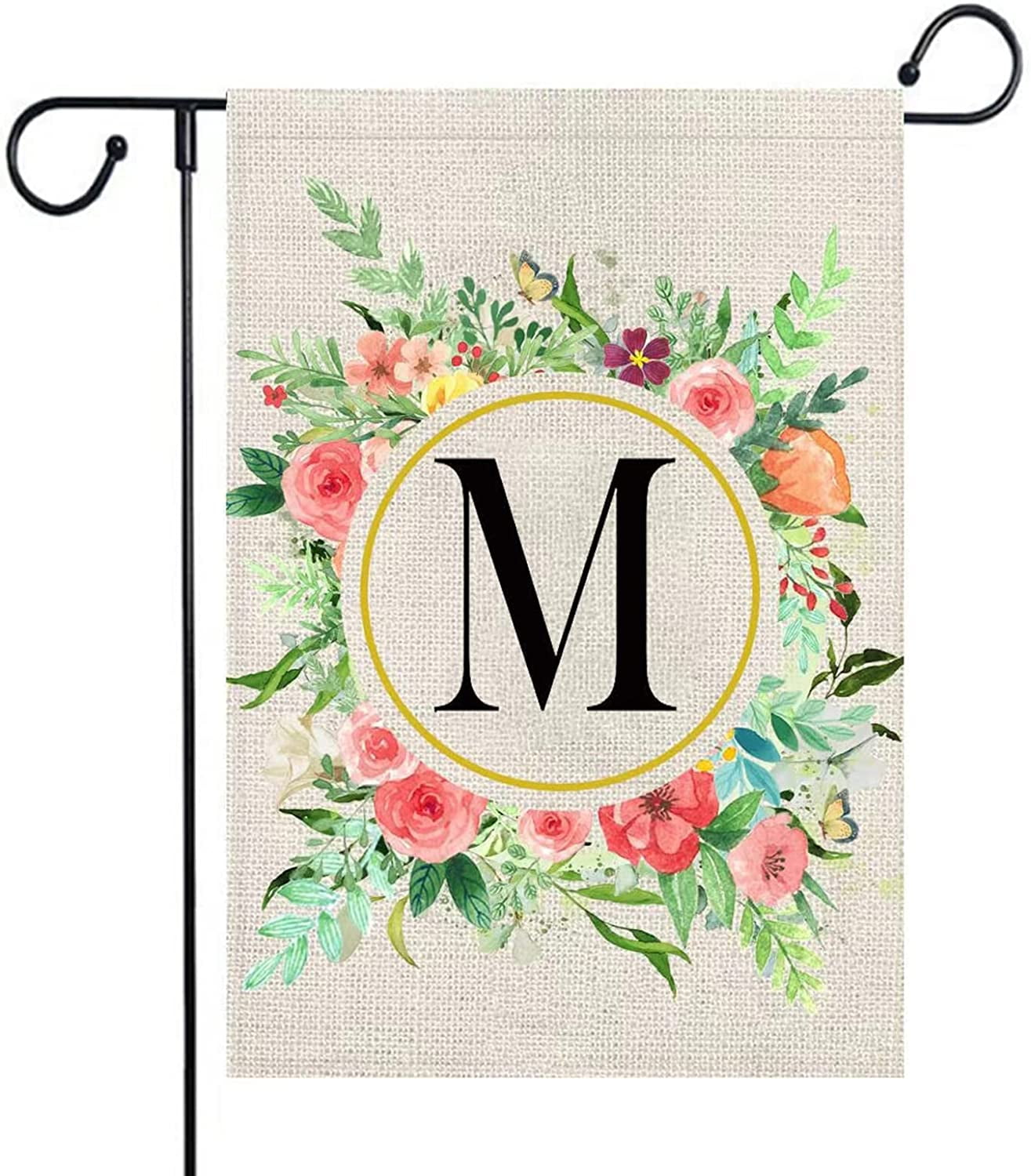 Monogram Letter M Summer Welcome Garden Flags 12x18 Inch Double Sided ...