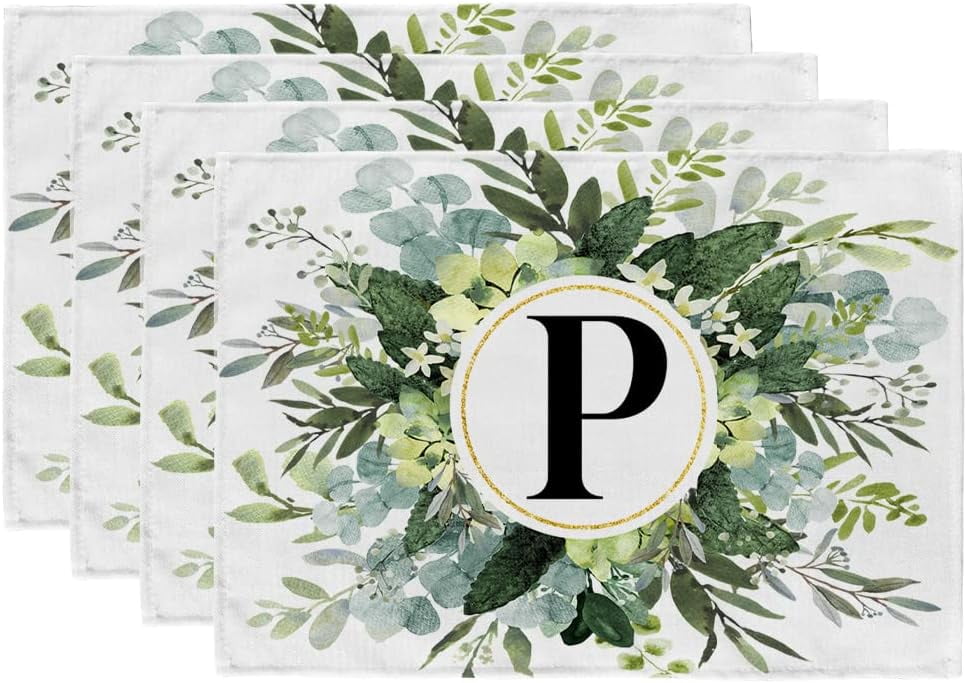 Monogram Letter M Table Runner Eucalyptus Farmhouse Sping Summer Table ...