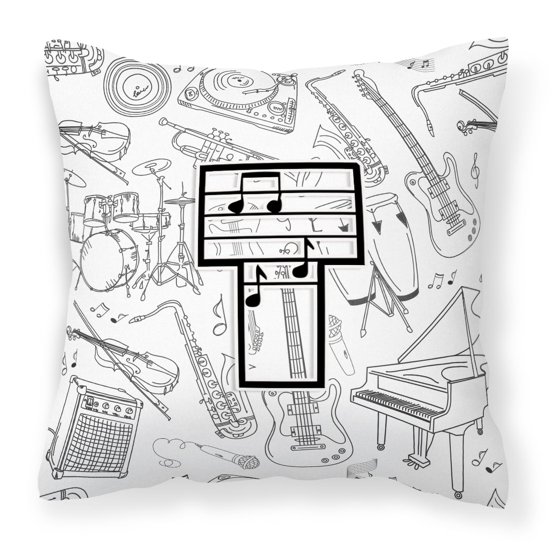 Monogram Letter Musical Note Fabric Decorative Pillow - Walmart.com