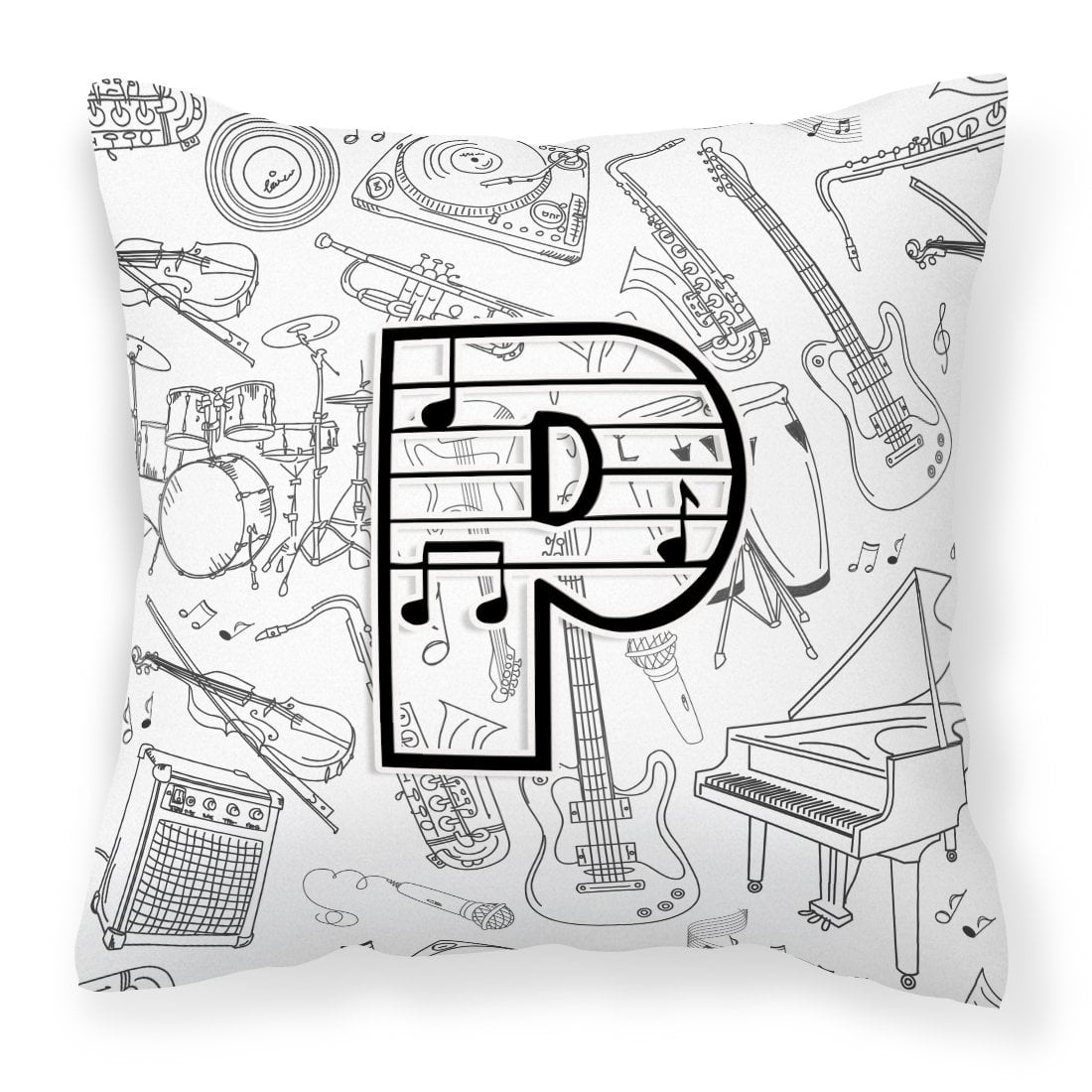 Monogram Letter Musical Note Fabric Decorative Pillow - Walmart.com