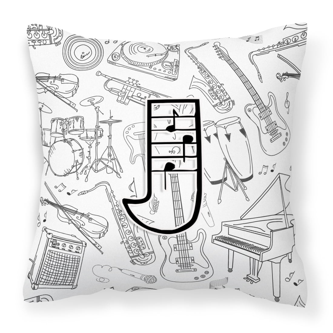 Monogram Letter Musical Note Fabric Decorative Pillow - Walmart.com