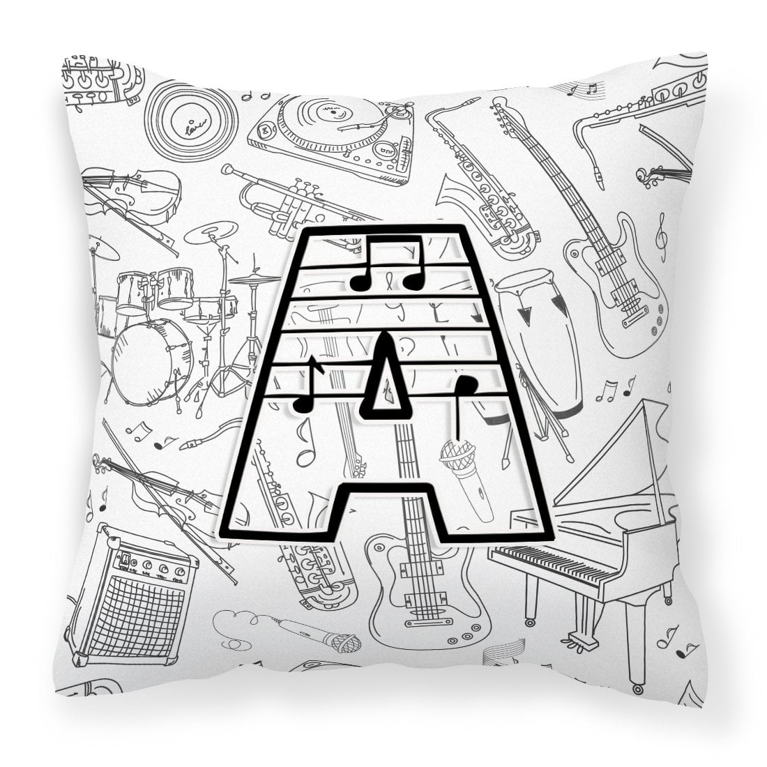 Monogram Letter Musical Note Fabric Decorative Pillow - Walmart.com