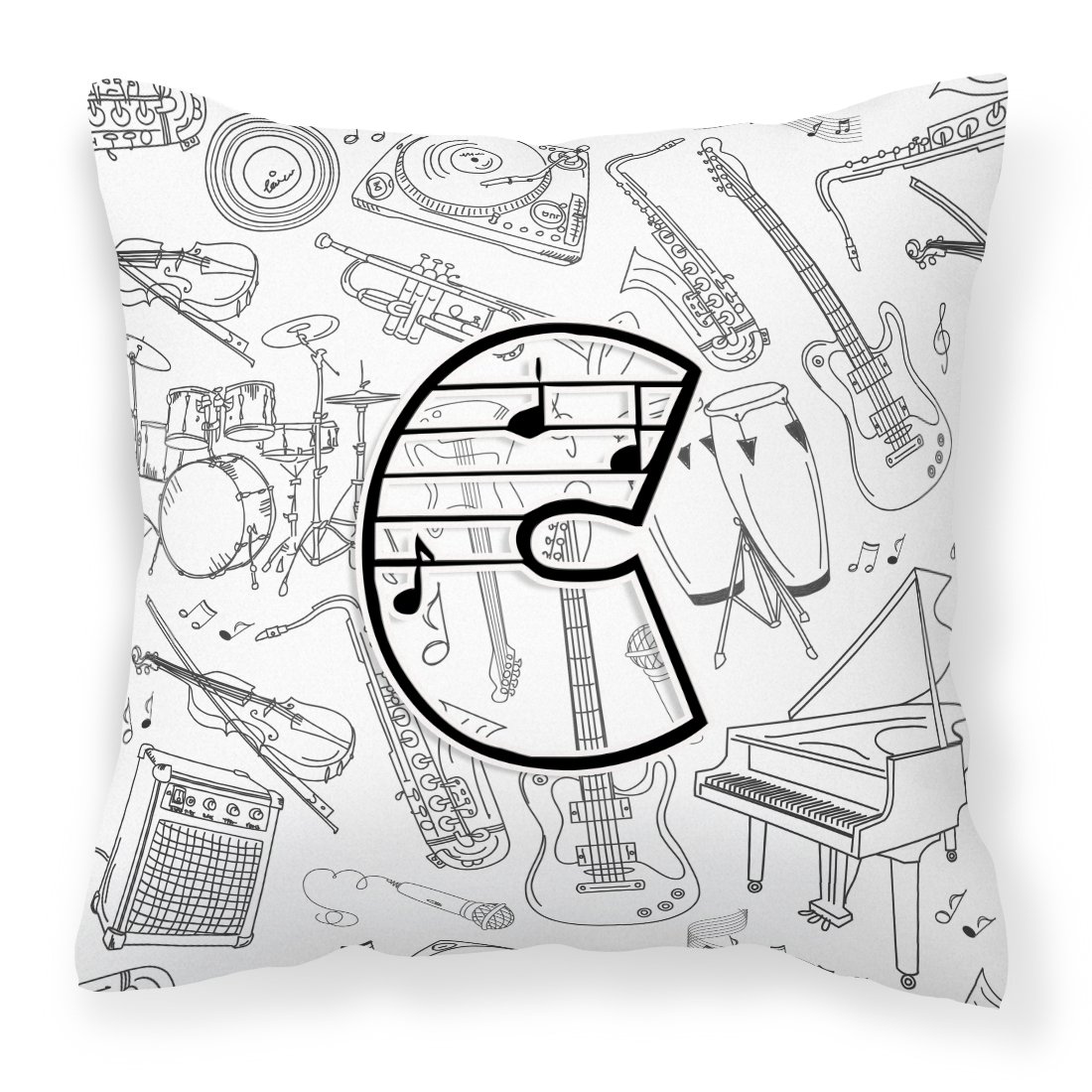Monogram Letter Musical Note Fabric Decorative Pillow - Walmart.com