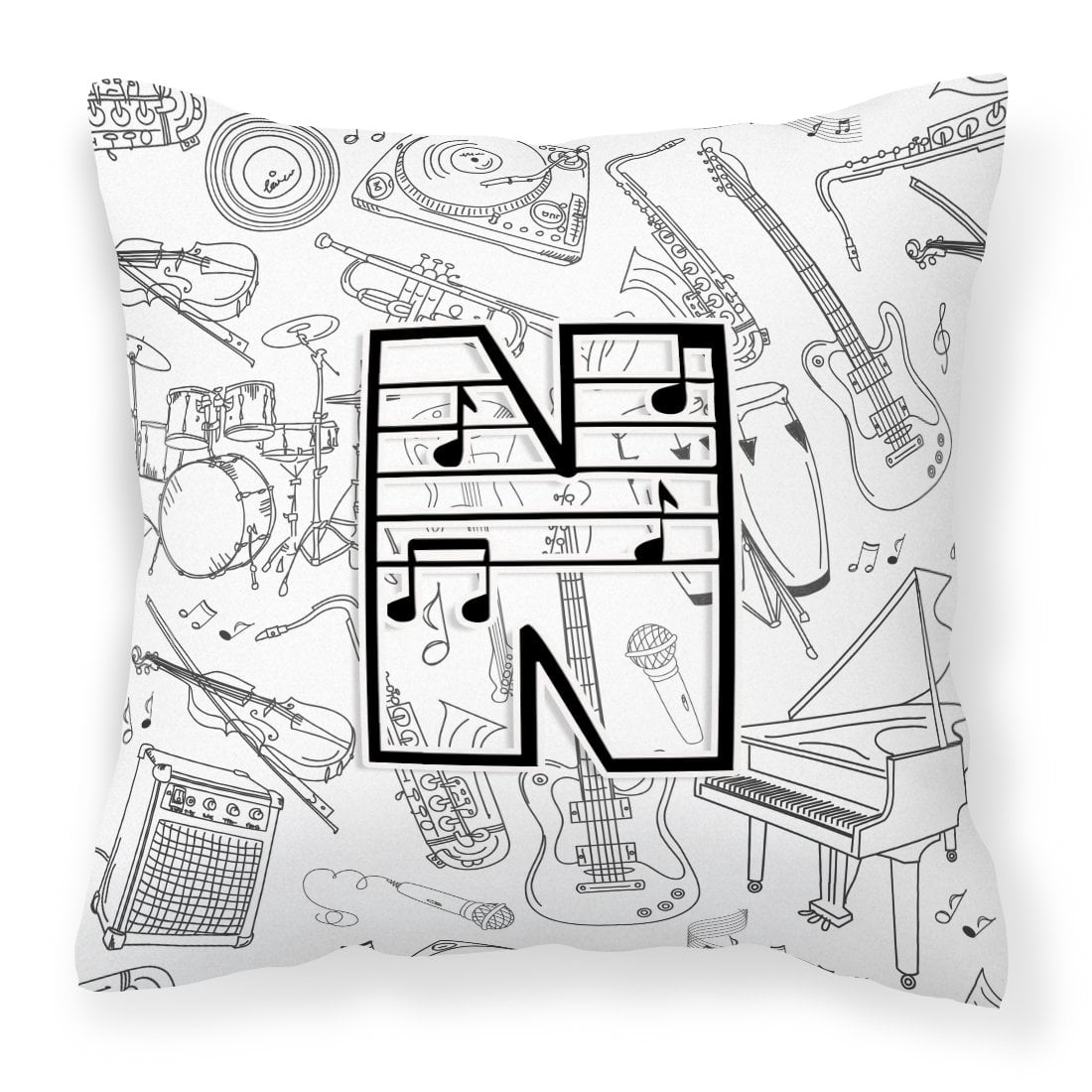 Monogram Letter Musical Note Fabric Decorative Pillow - Walmart.com