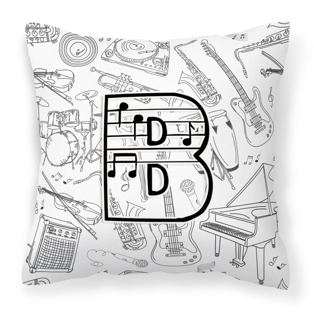 Monogram Letter Musical Note Fabric Decorative Pillow - Walmart.com