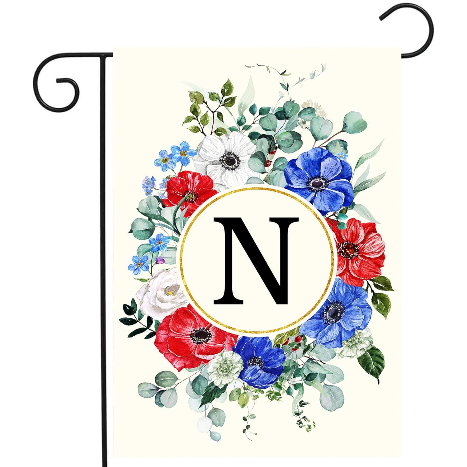Monogram Letter N Garden Flag Patriotic Initial Outdoor Flags 4th of ...