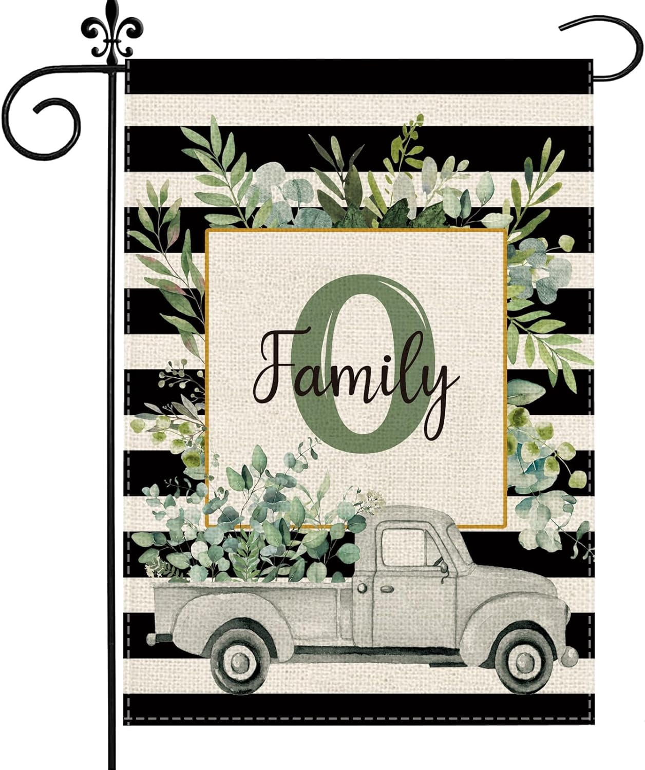 Monogram Letter O Garden Flag Double Sided Outside, Truck Buffalo Plaid ...