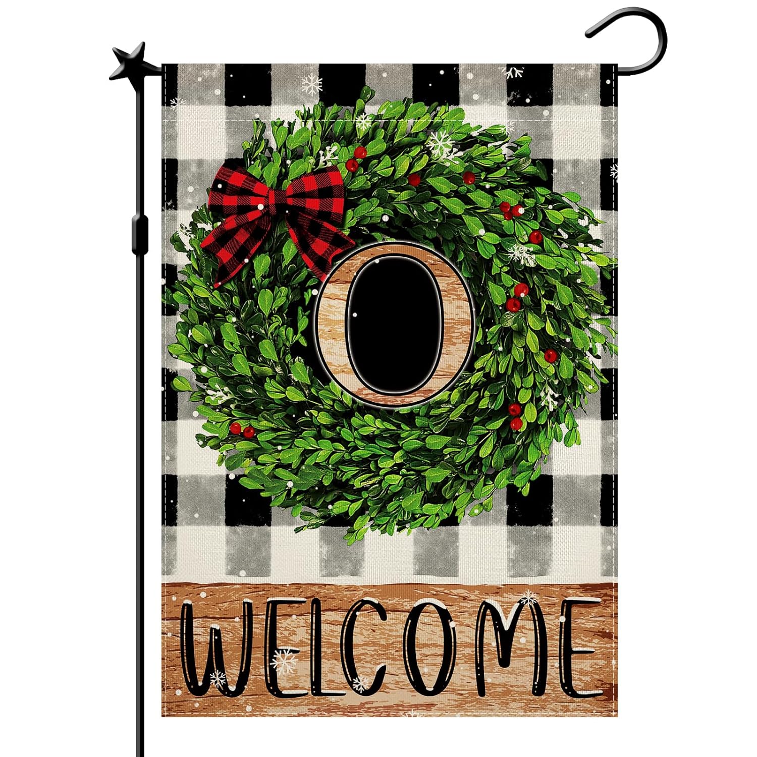 Monogram Letter O Garden Flag, Winter Garden Flag Family Last Name ...
