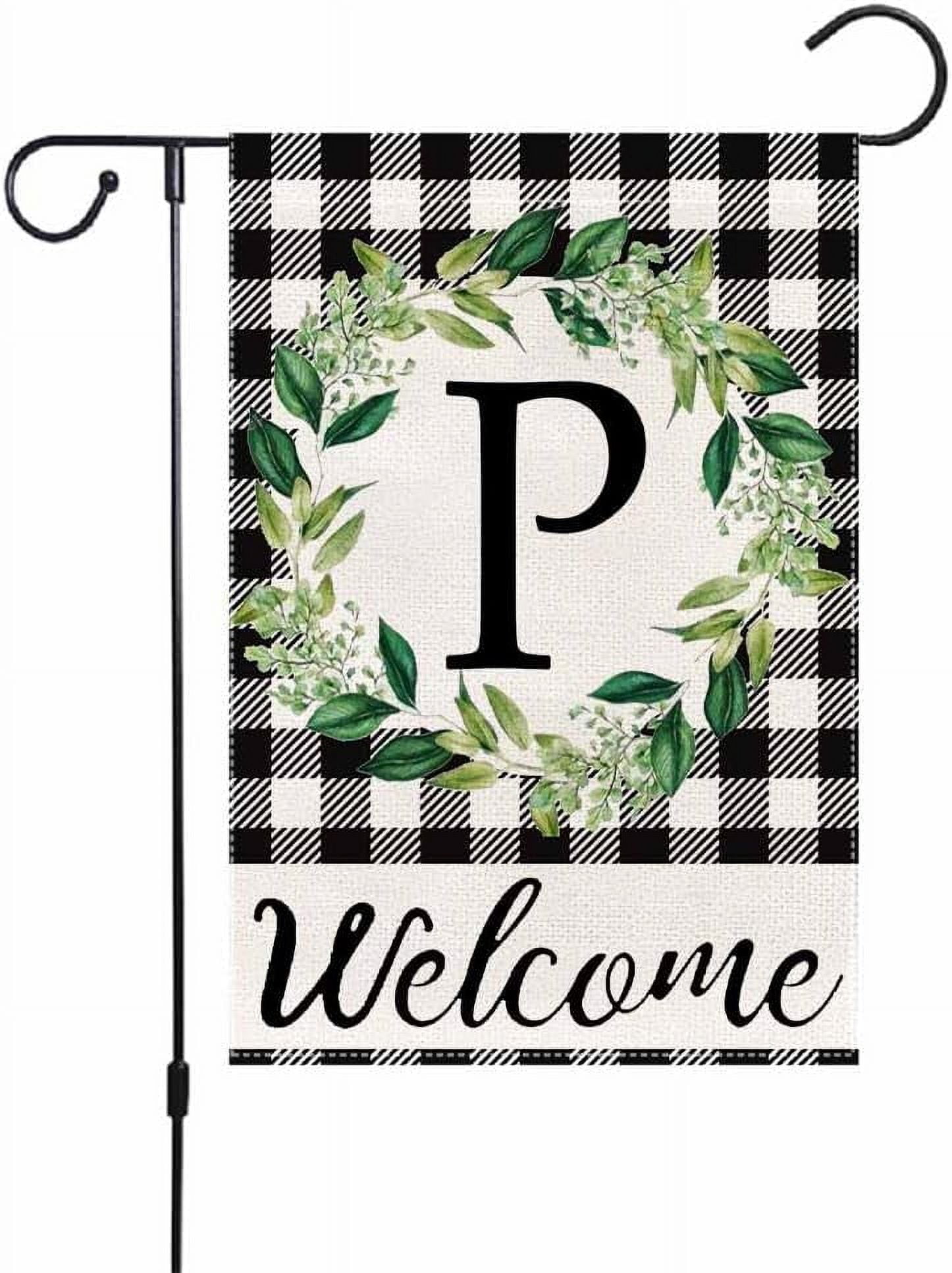 Monogram Letter P Garden Flag, Floral Name Initial Flags Double Sided ...