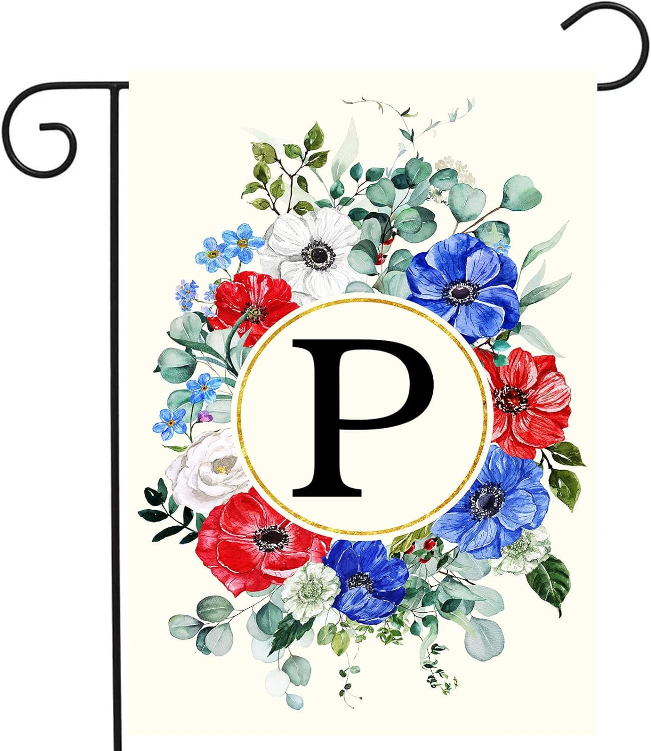 Monogram Letter P Garden Flag Patriotic Initial Outdoor Flags 4th of ...